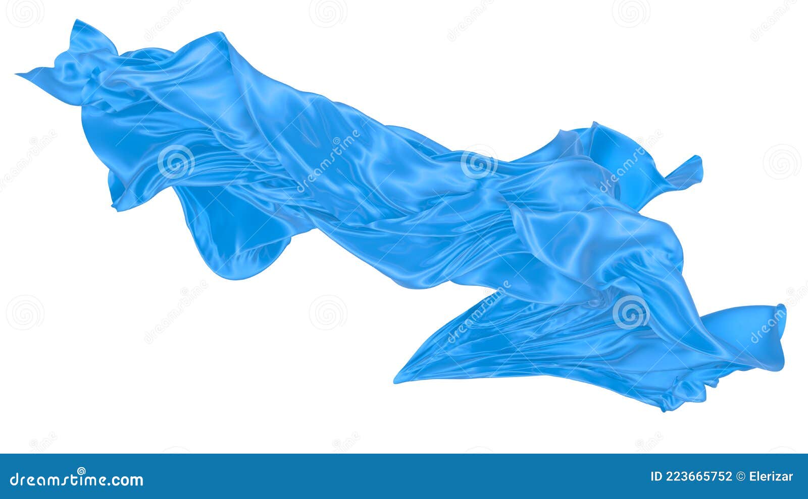 Beautiful Flowing Fabric of Blue Wavy Silk or Satin. 3d Rendering Image ...