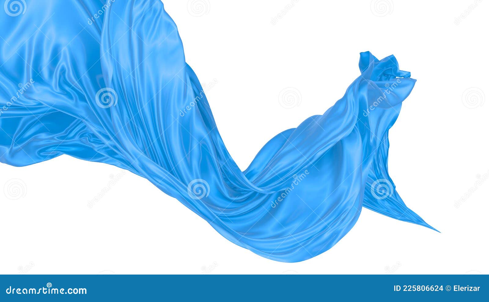 Beautiful Flowing Fabric of Blue Wavy Silk or Satin. 3d Rendering Image ...