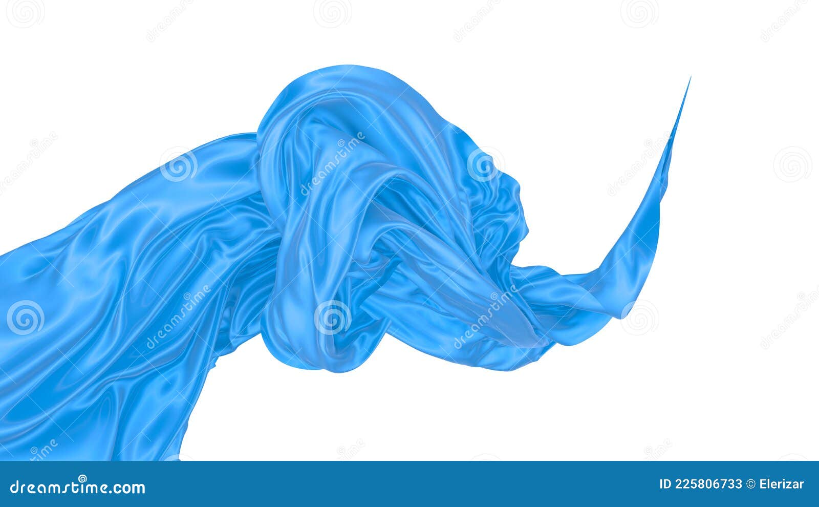 Beautiful Flowing Fabric of Blue Wavy Silk or Satin. 3d Rendering Image ...