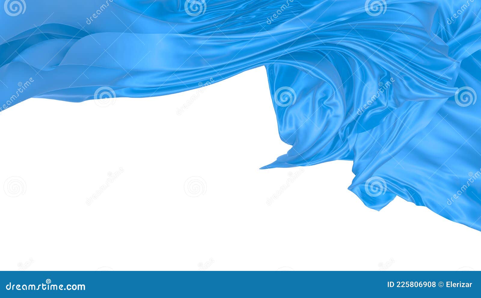 Beautiful Flowing Fabric of Blue Wavy Silk or Satin. 3d Rendering Image ...