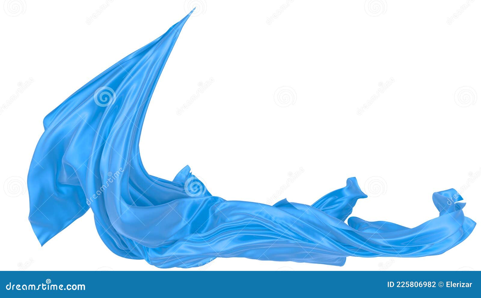 Beautiful Flowing Fabric of Blue Wavy Silk or Satin. 3d Rendering Image ...