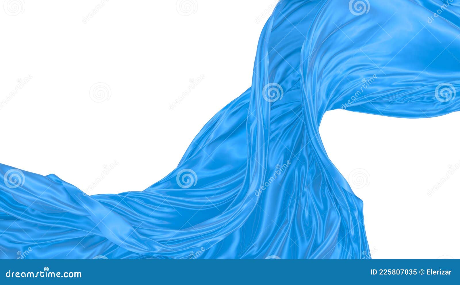 Beautiful Flowing Fabric of Blue Wavy Silk or Satin. 3d Rendering Image ...