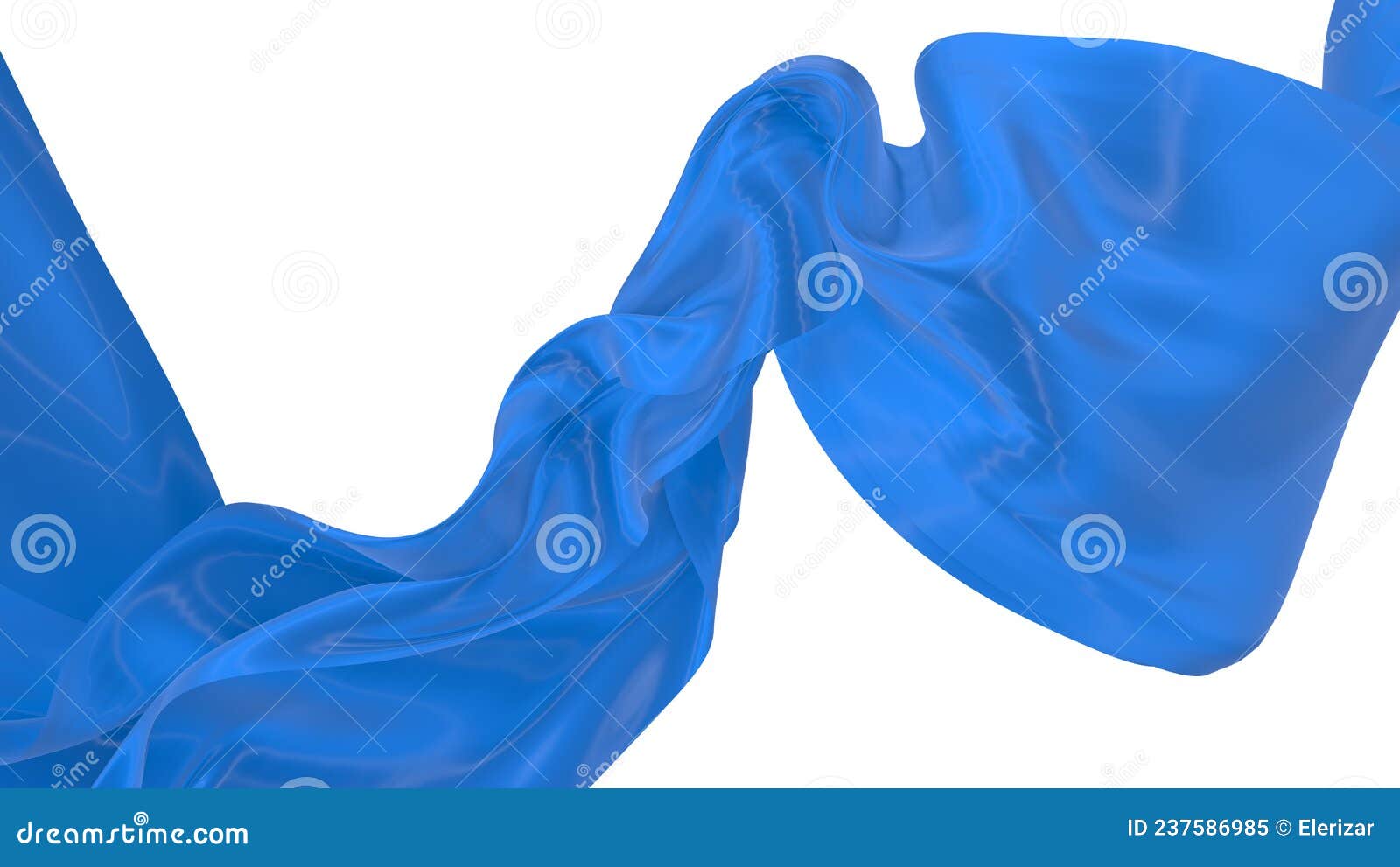 Beautiful Flowing Fabric of Blue Wavy Silk or Satin. 3d Rendering Image ...