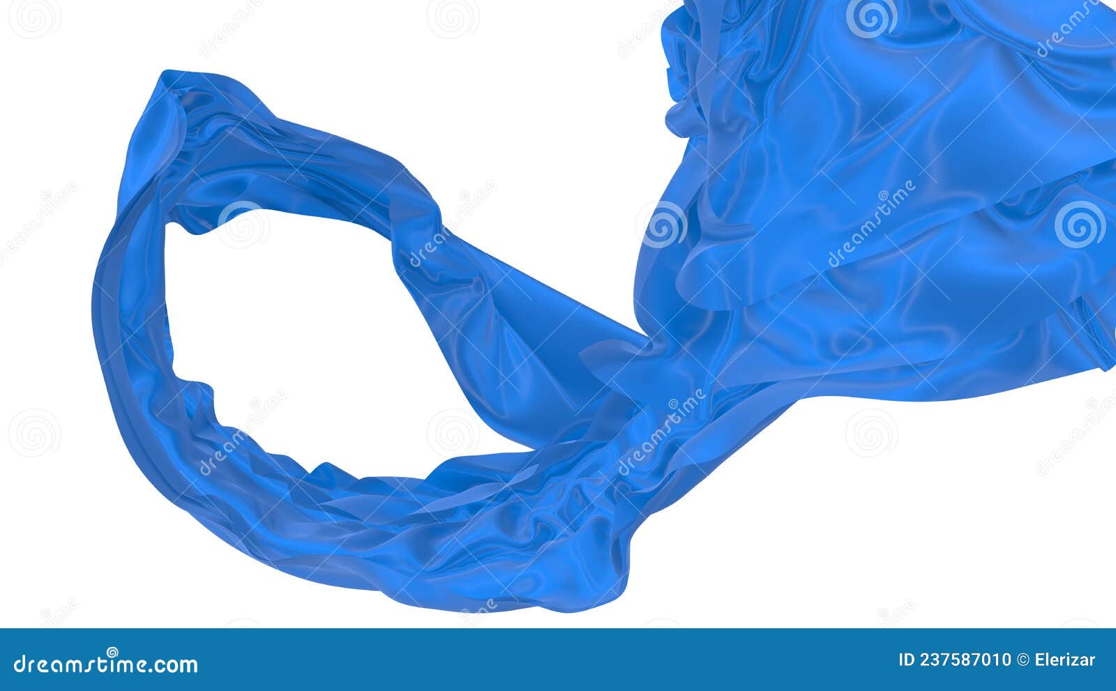 Beautiful Flowing Fabric of Blue Wavy Silk or Satin. 3d Rendering Image ...