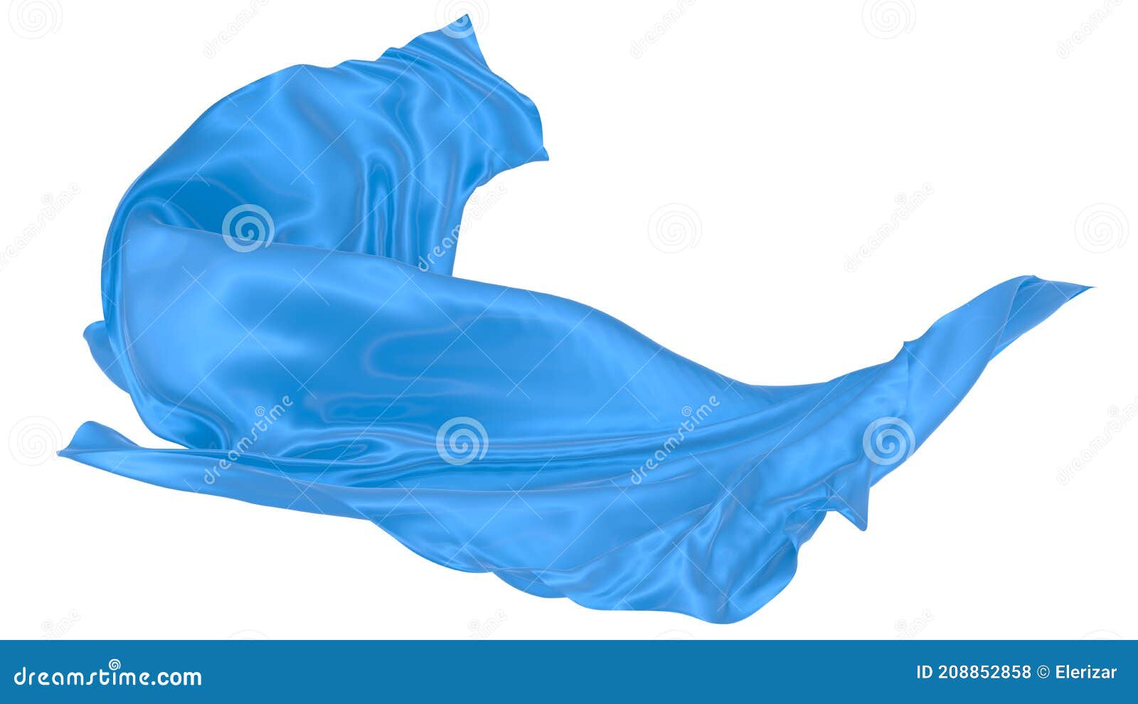 Beautiful Flowing Fabric of Blue Wavy Silk or Satin. 3d Rendering Image ...