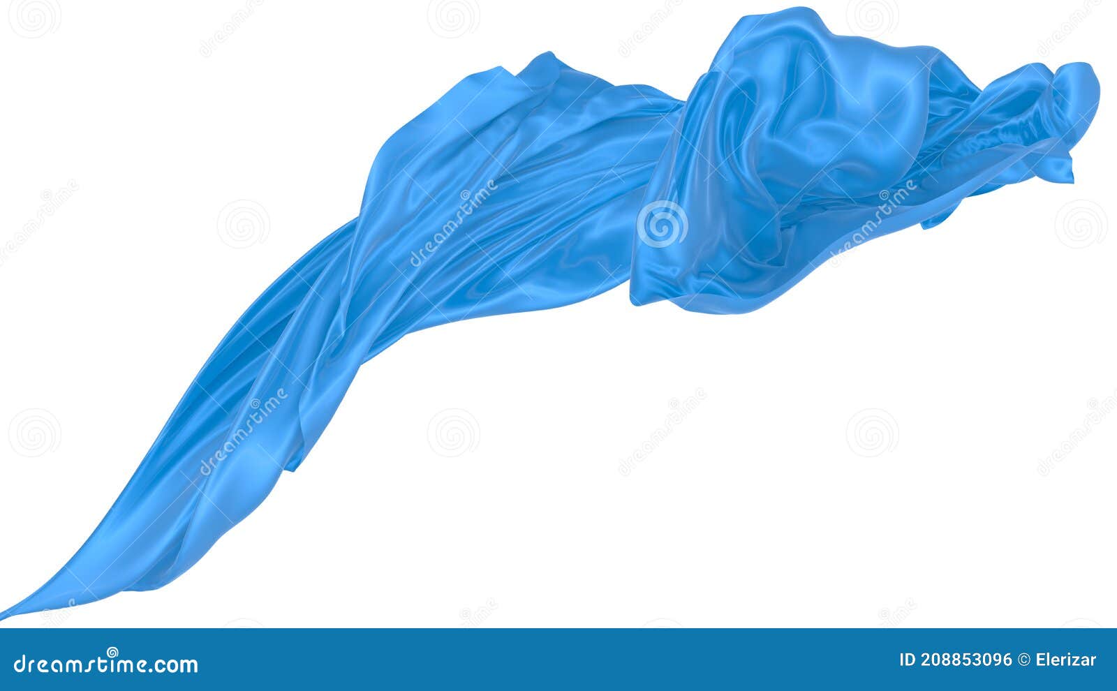 Beautiful Flowing Fabric of Blue Wavy Silk or Satin. 3d Rendering Image ...