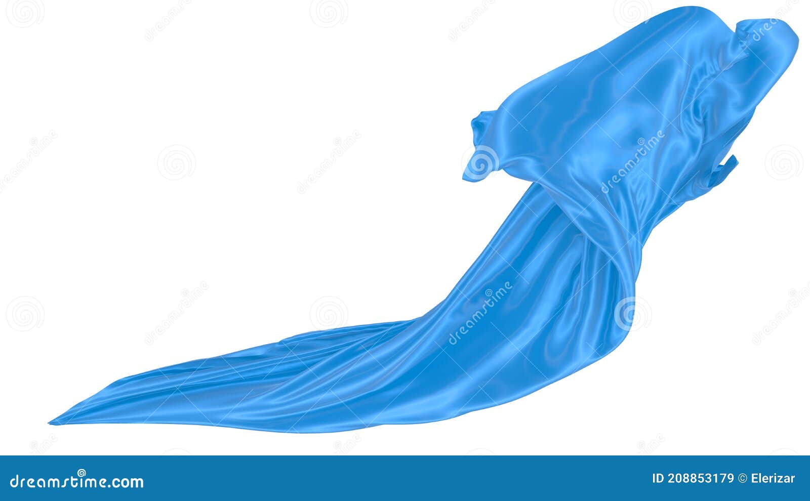 Beautiful Flowing Fabric of Blue Wavy Silk or Satin. 3d Rendering Image ...