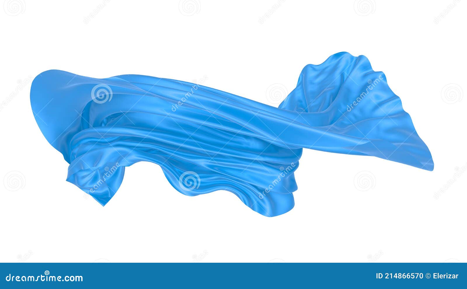 Beautiful Flowing Fabric of Blue Wavy Silk or Satin. 3d Rendering Image ...