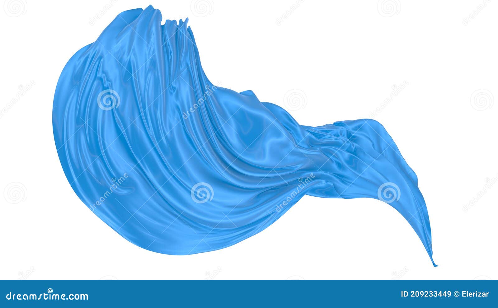 Beautiful Flowing Fabric of Blue Wavy Silk or Satin. 3d Rendering Image ...