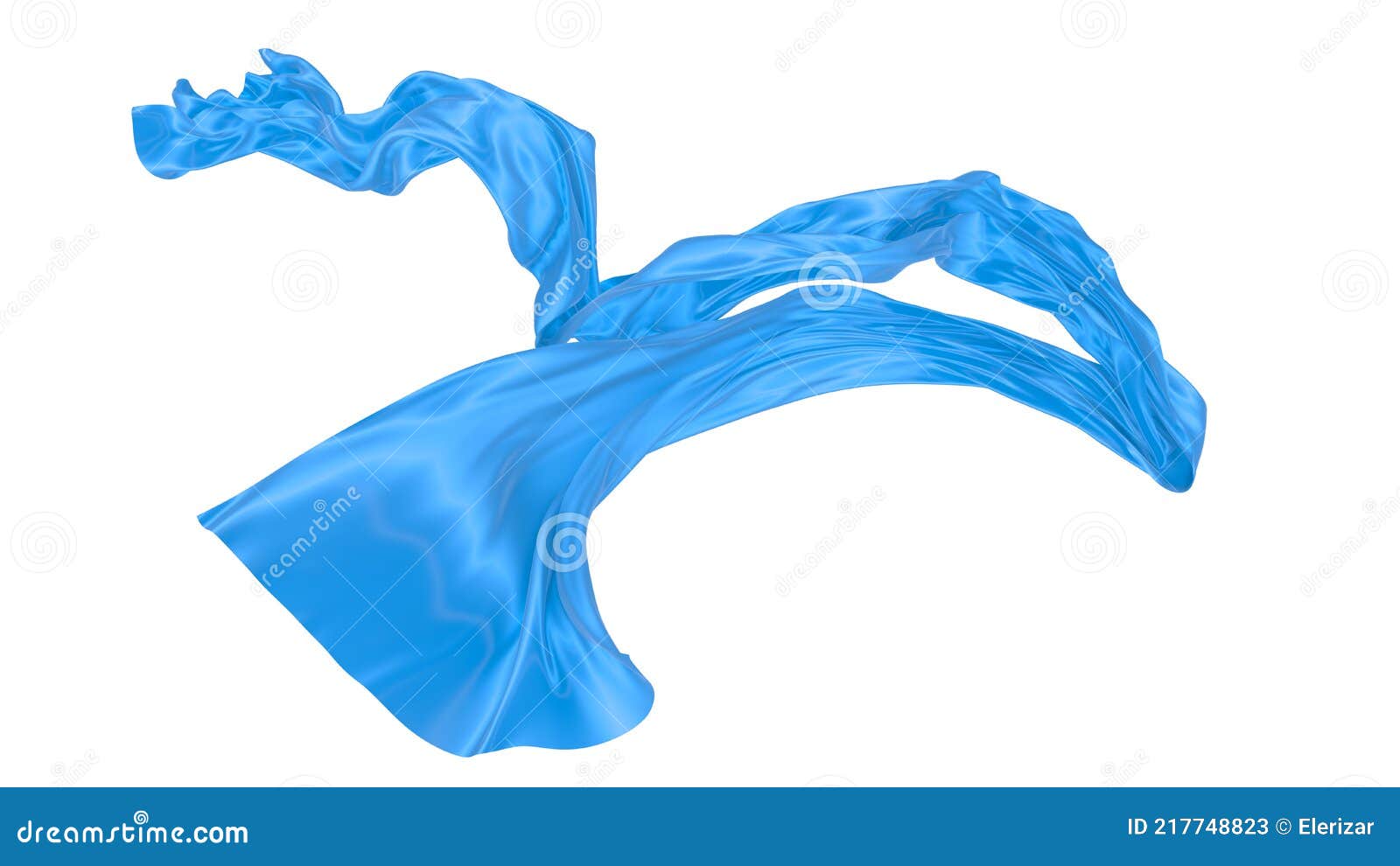 Beautiful Flowing Fabric of Blue Wavy Silk or Satin. 3d Rendering Image ...