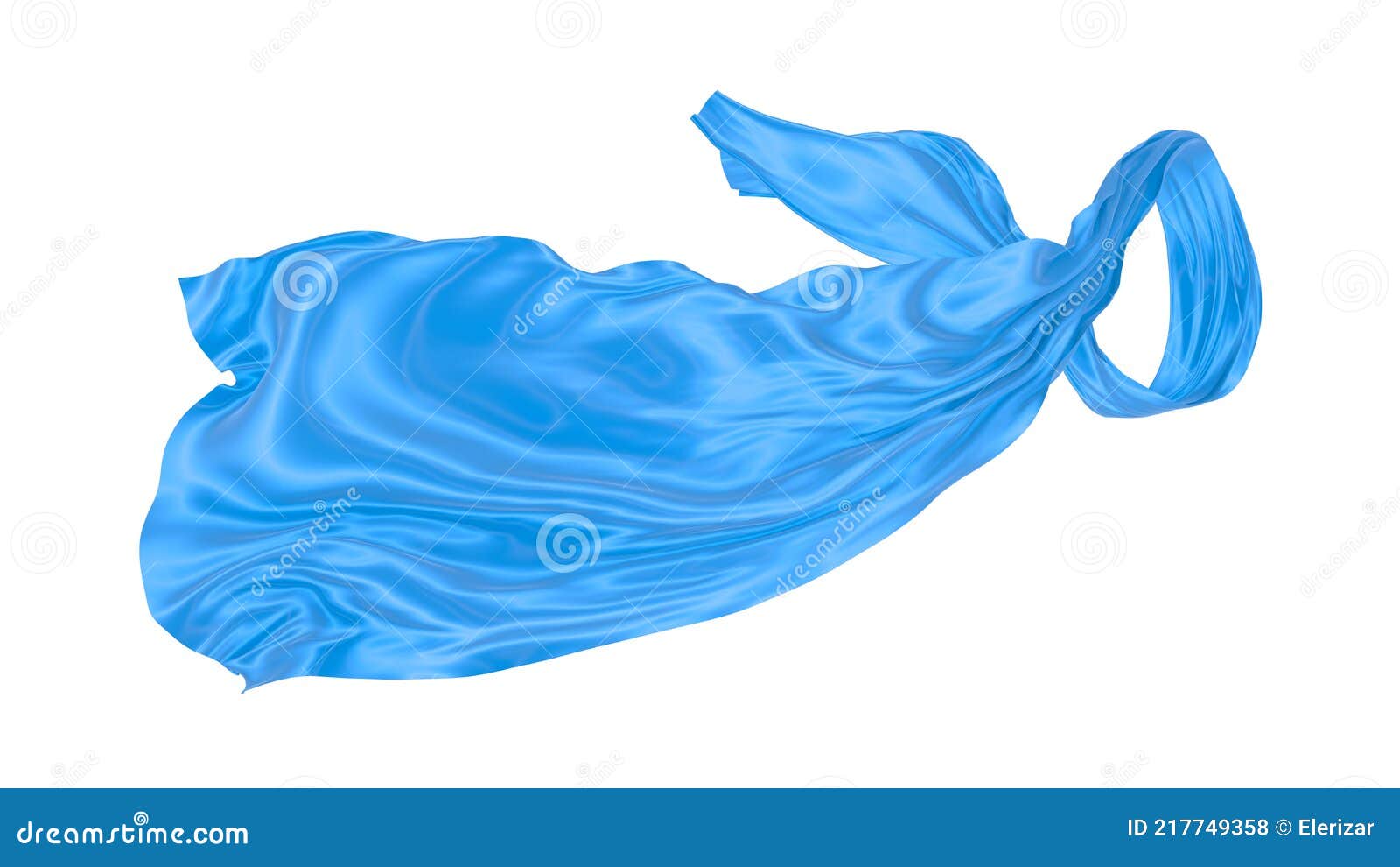 Beautiful Flowing Fabric of Blue Wavy Silk or Satin. 3d Rendering Image ...
