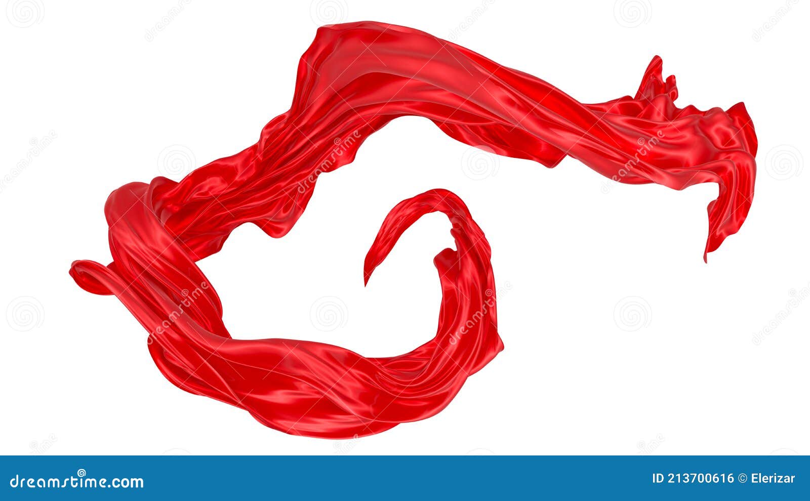 Beautiful Flowing Fabric of Red Wavy Silk or Satin. 3d Rendering Image ...