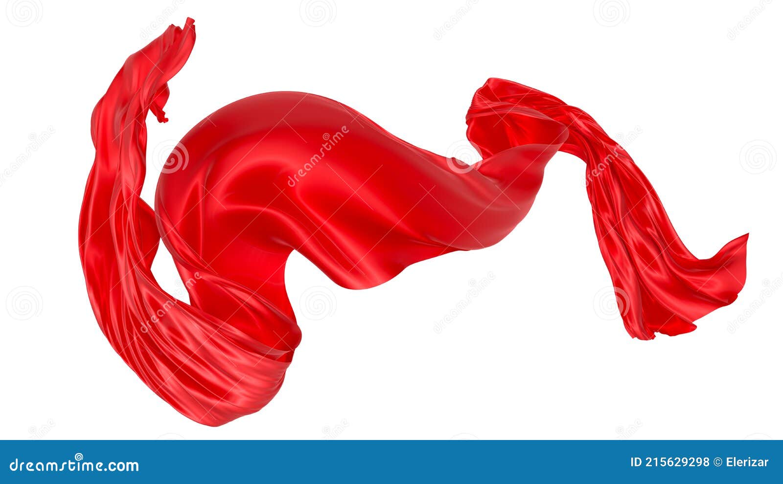 Beautiful Flowing Fabric of Red Wavy Silk or Satin. 3d Rendering Image ...