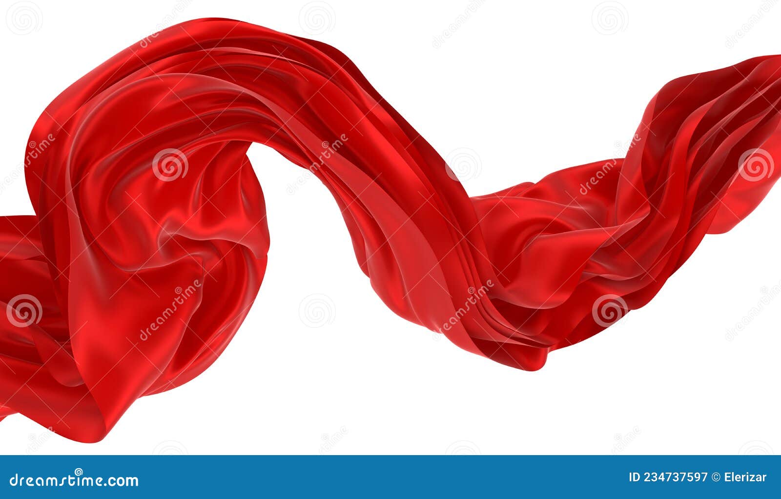 Beautiful Flowing Fabric of Red Wavy Silk or Satin. 3d Rendering Image ...