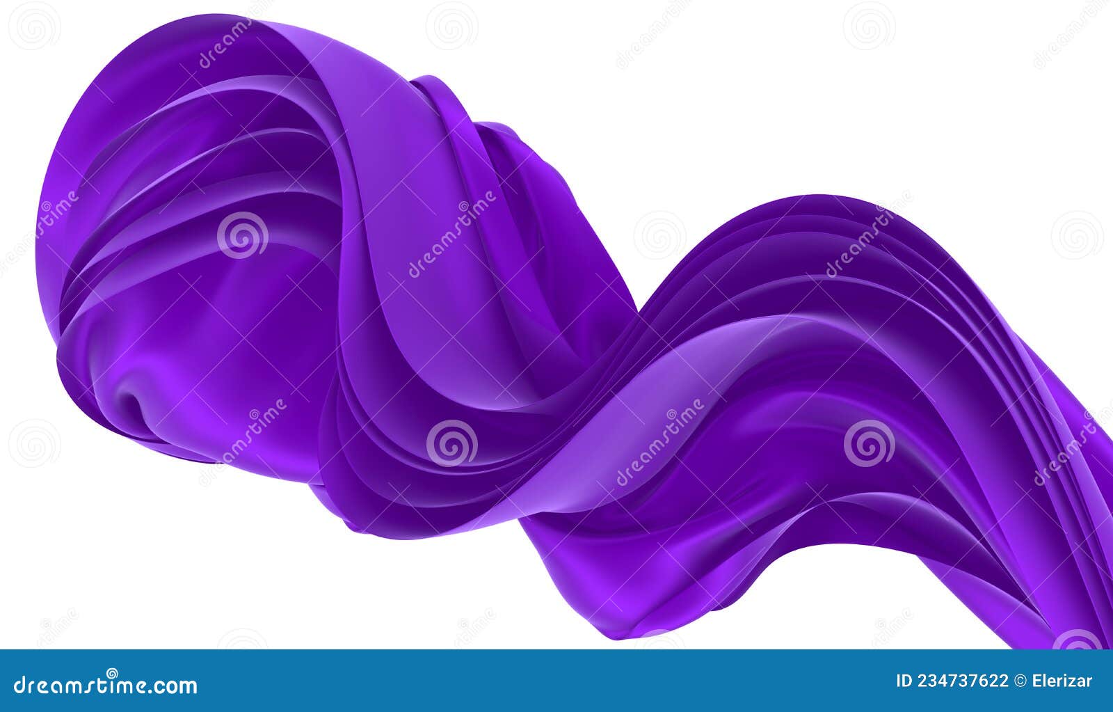 Beautiful Flowing Fabric of Violet Wavy Silk or Satin. 3d Rendering ...