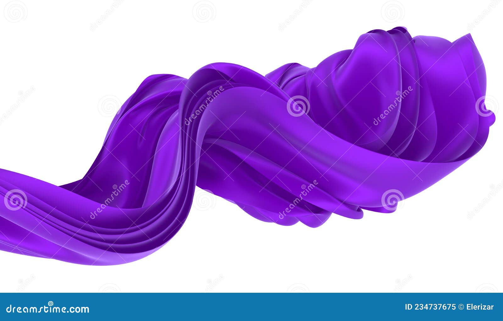 Beautiful Flowing Fabric of Violet Wavy Silk or Satin. 3d Rendering ...