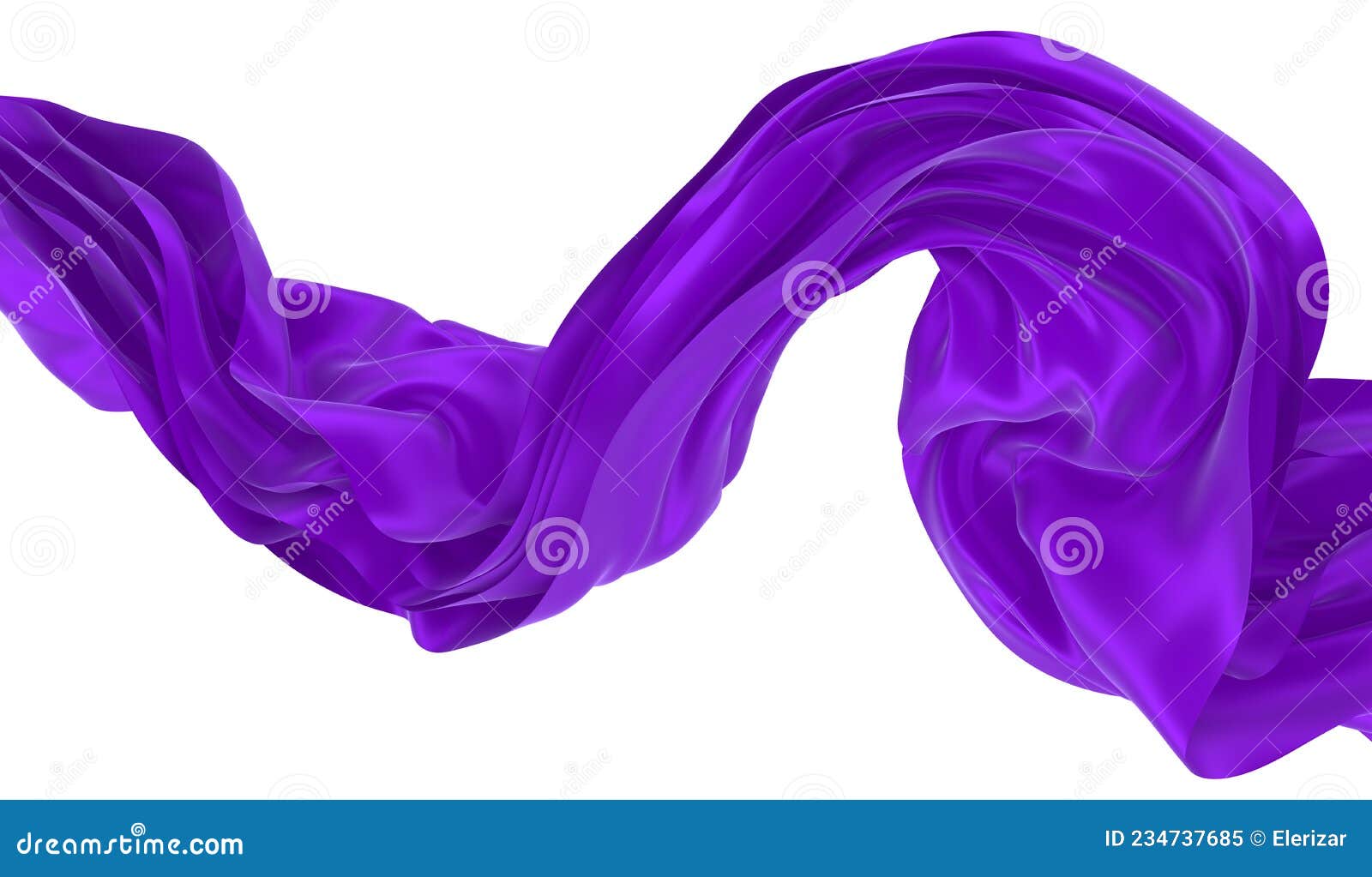 Beautiful Flowing Fabric of Violet Wavy Silk or Satin. 3d Rendering ...