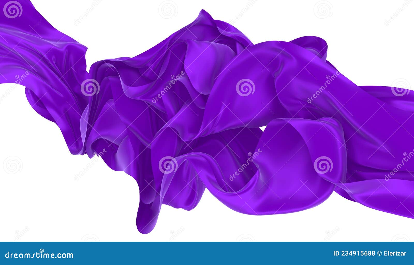 Beautiful Flowing Fabric of Violet Wavy Silk or Satin. 3d Rendering ...