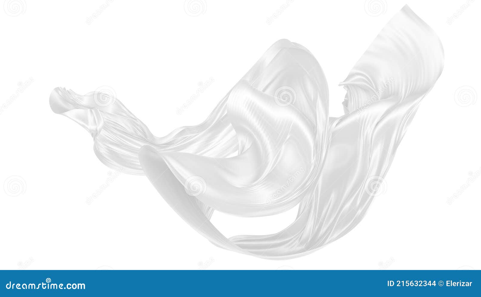 Beautiful Flowing Fabric of White Wavy Silk or Satin. 3d Rendering ...