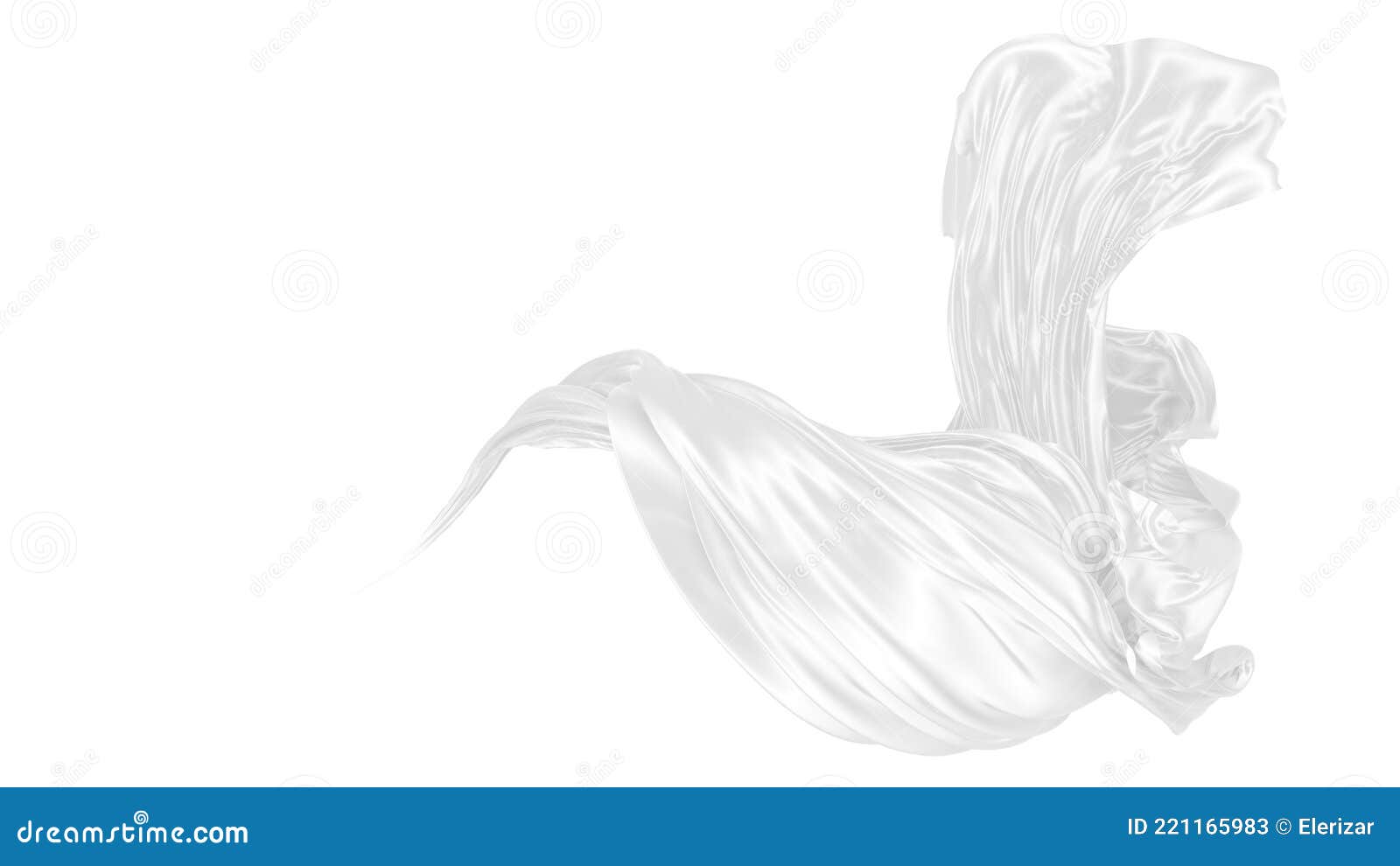 Beautiful Flowing Fabric of White Wavy Silk or Satin. 3d Rendering ...
