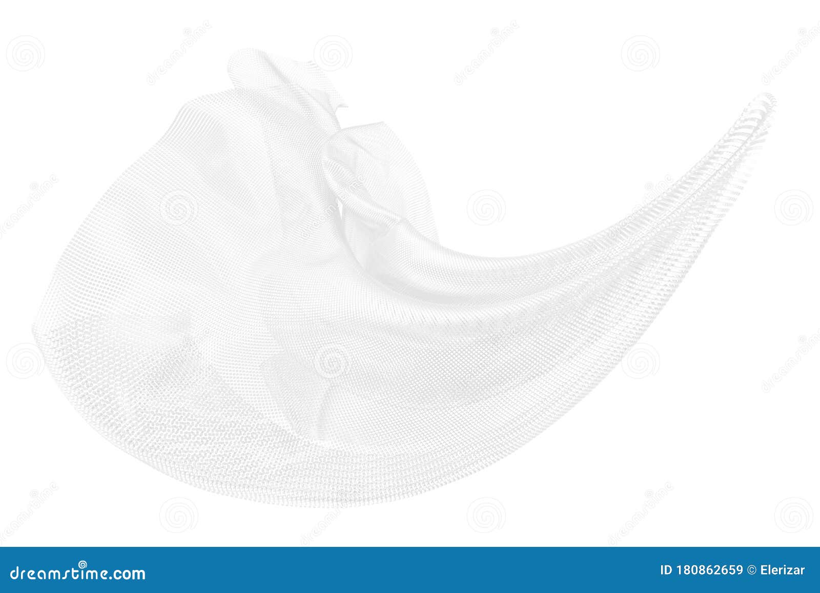 Beautiful Flowing Particles. White Wavy Shape Made of Small Cubes. 3D ...