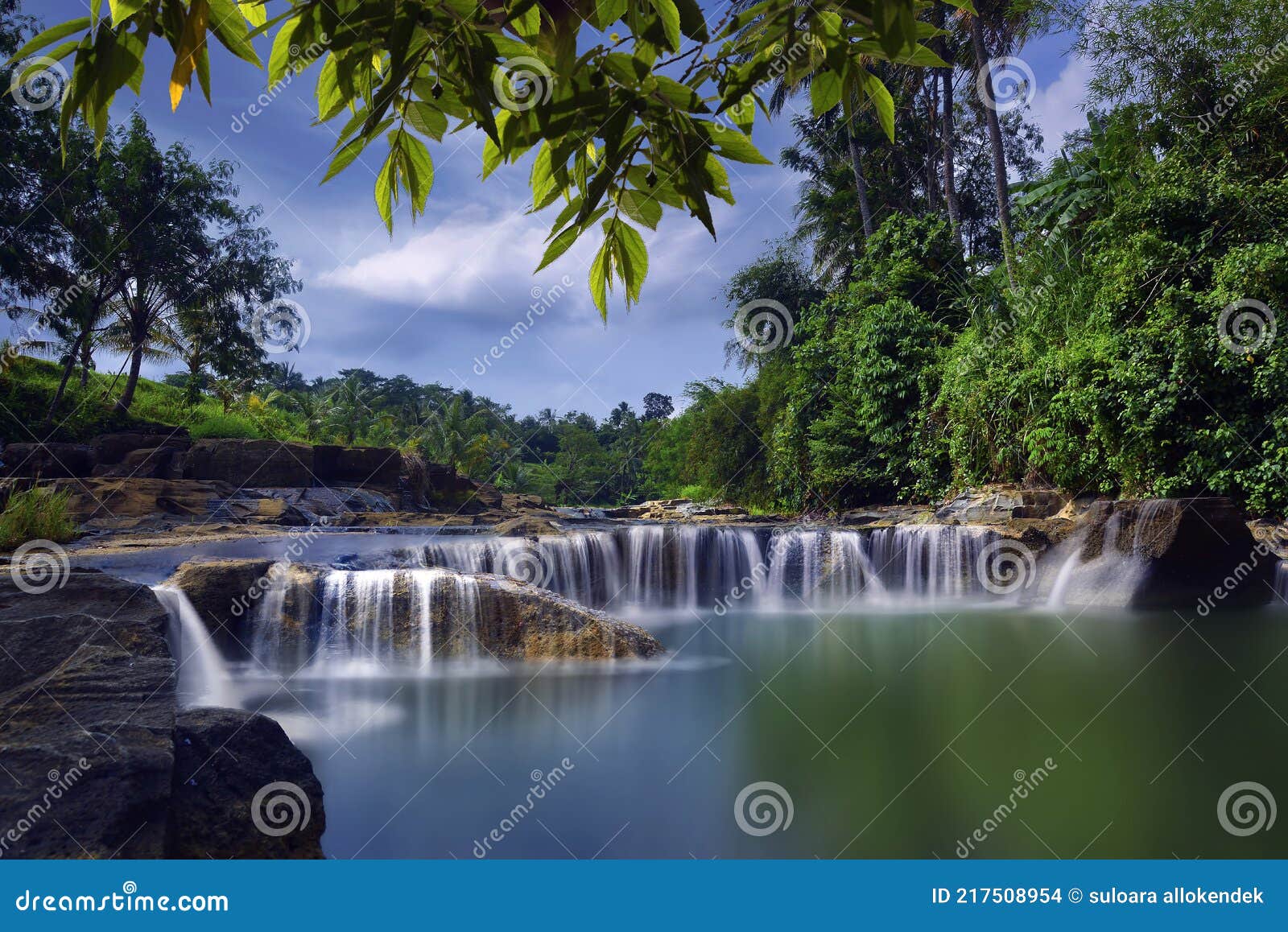 Water flows in the river stock photo. Image of park - 217508954