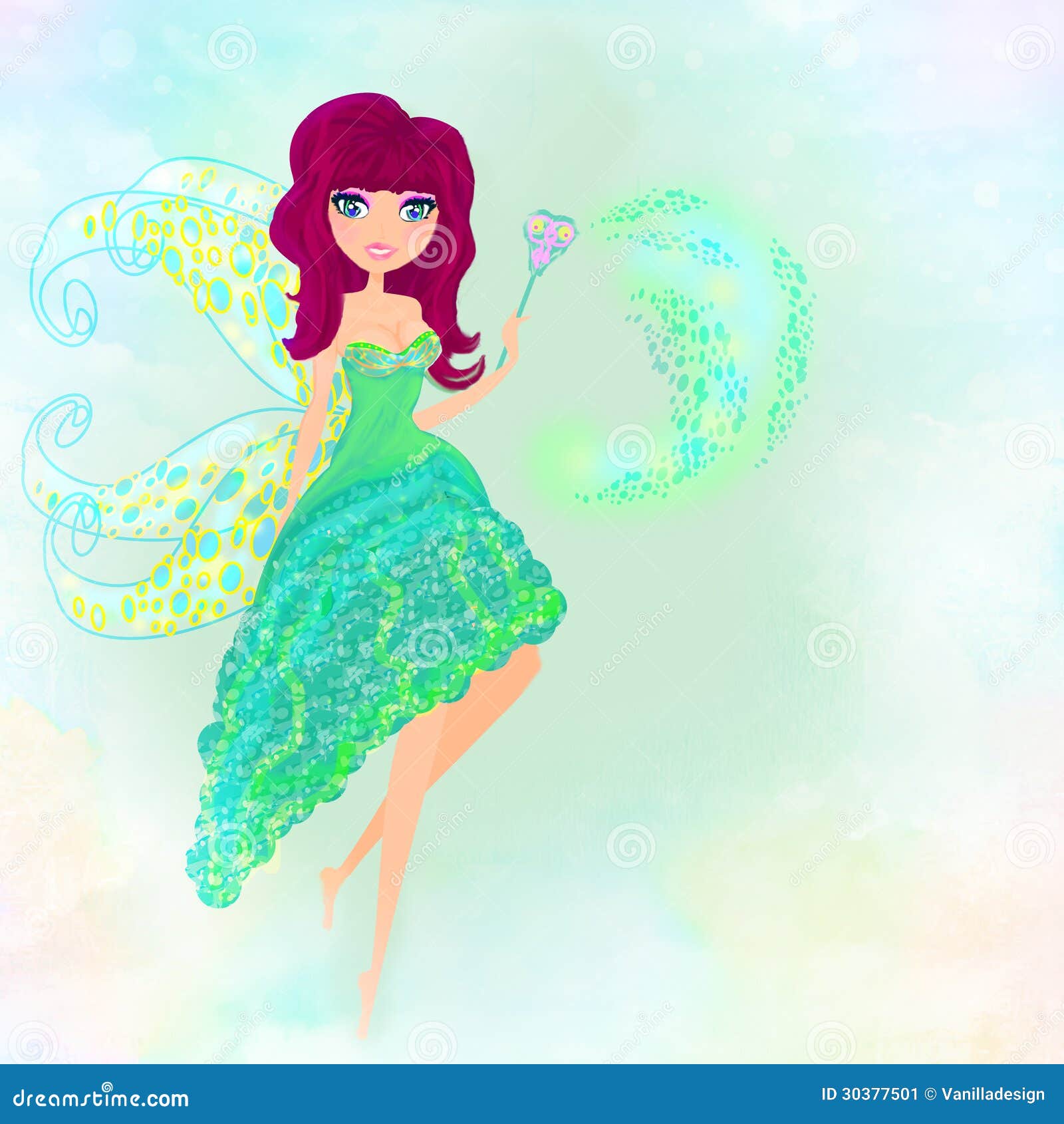 Beautiful flying fairy stock illustration. Illustration of design ...