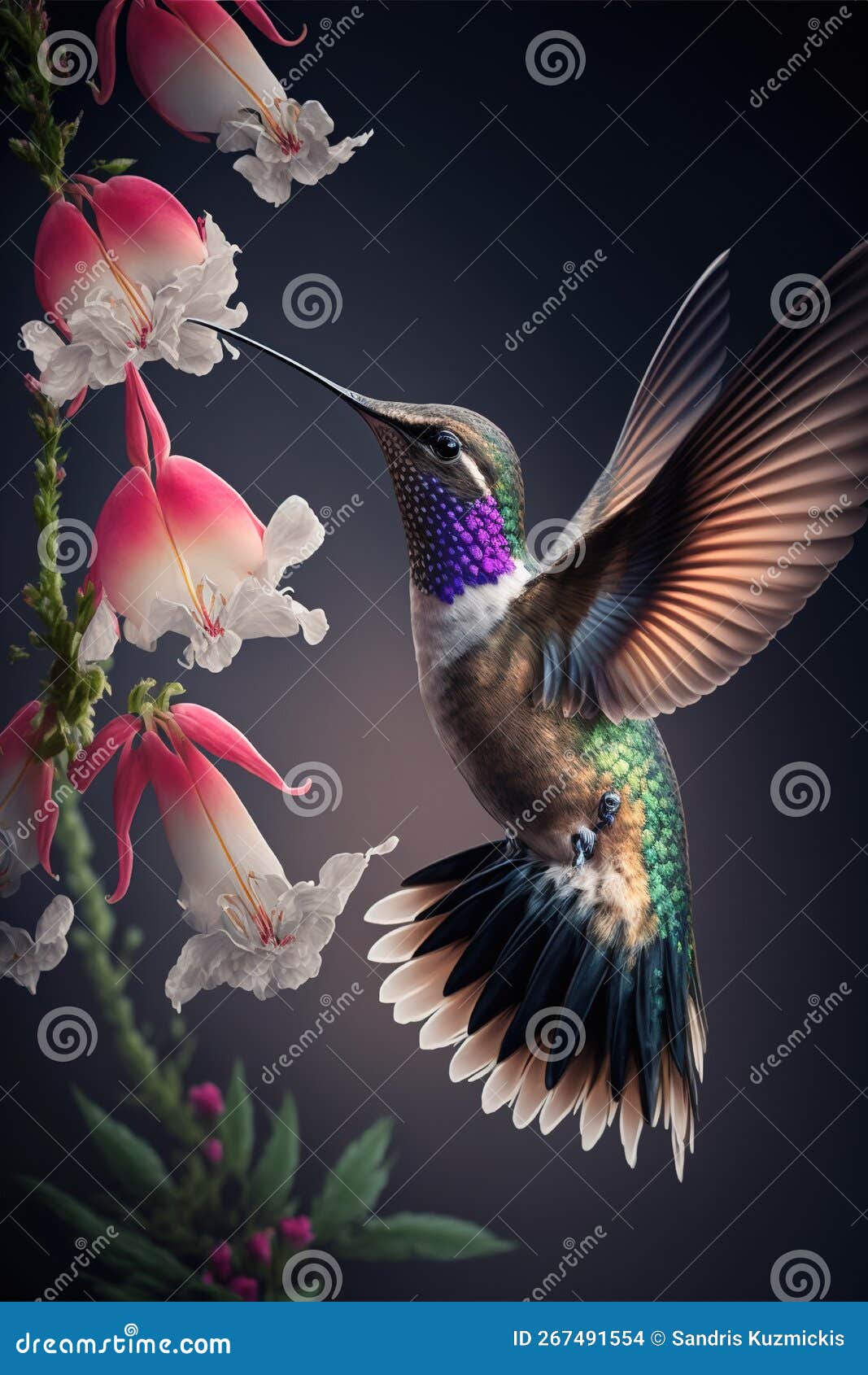 Hummingbird In Generative AI Art - Stunningly Realistic Stock Photo ...