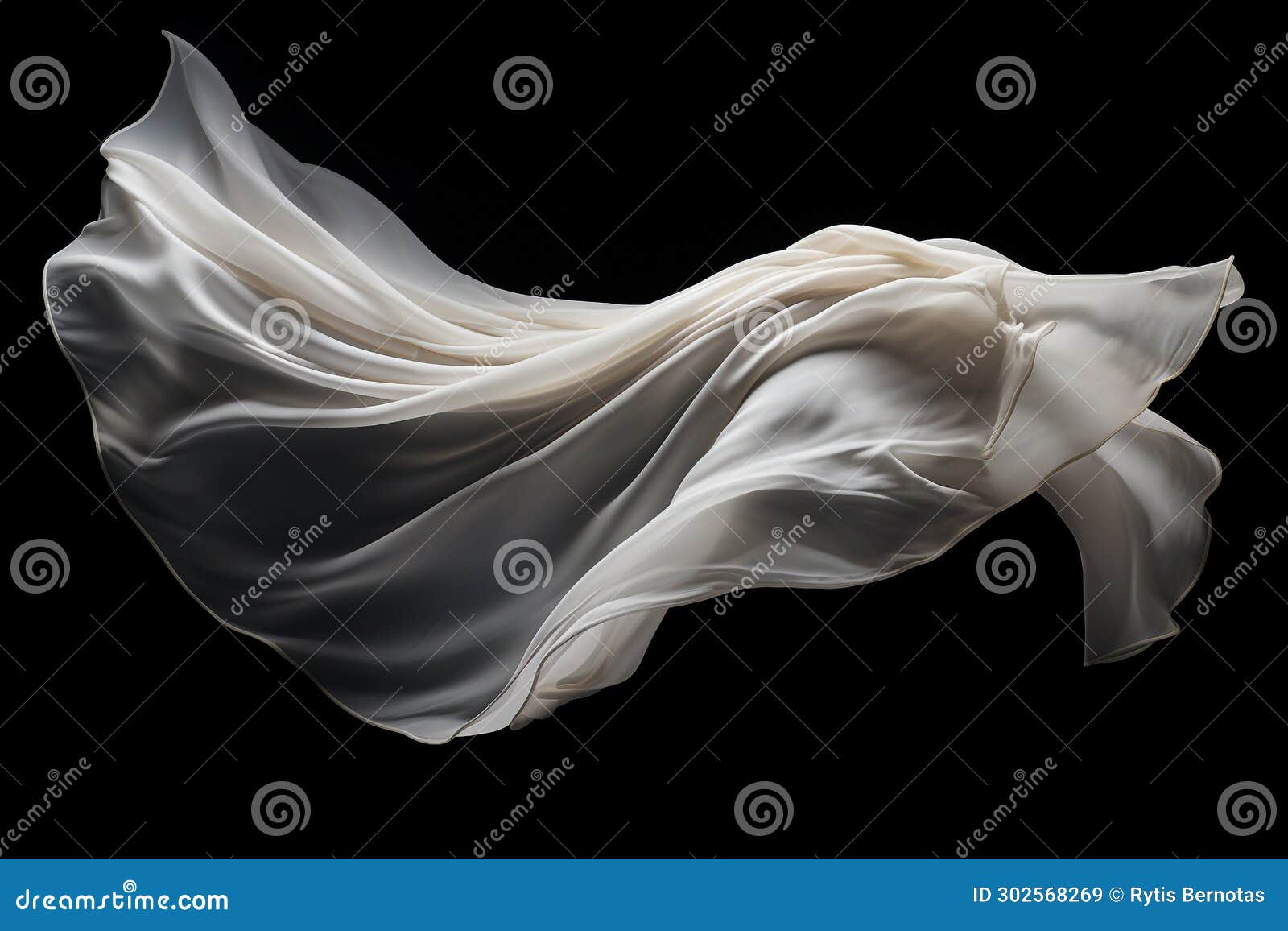 Beautiful Flying White Fabric on Black Background Stock Illustration ...