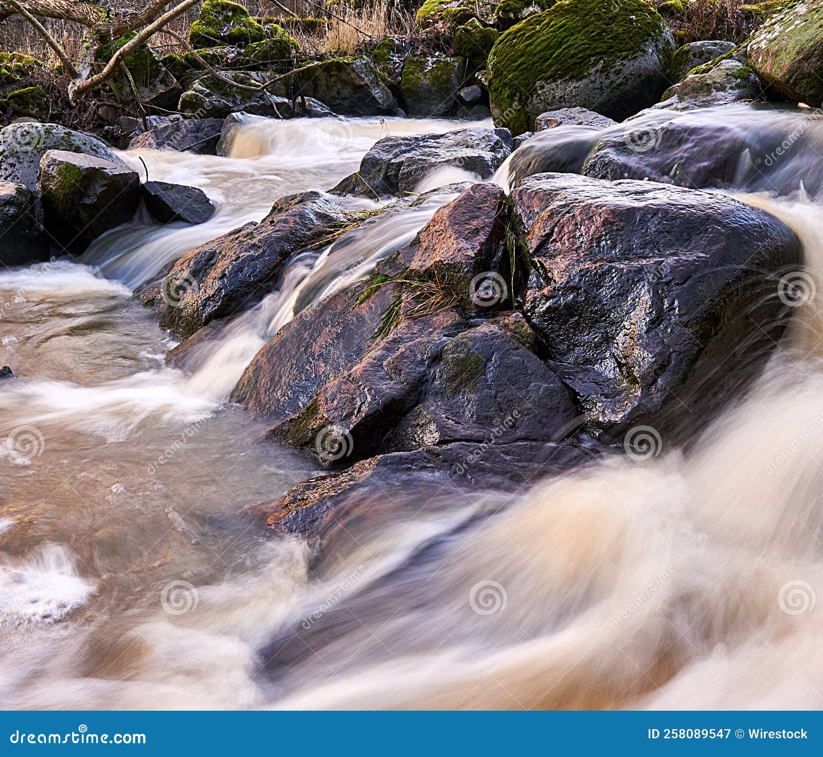 Beautiful Foamy River Flowing Down on Rocks Stock Image - Image of ...