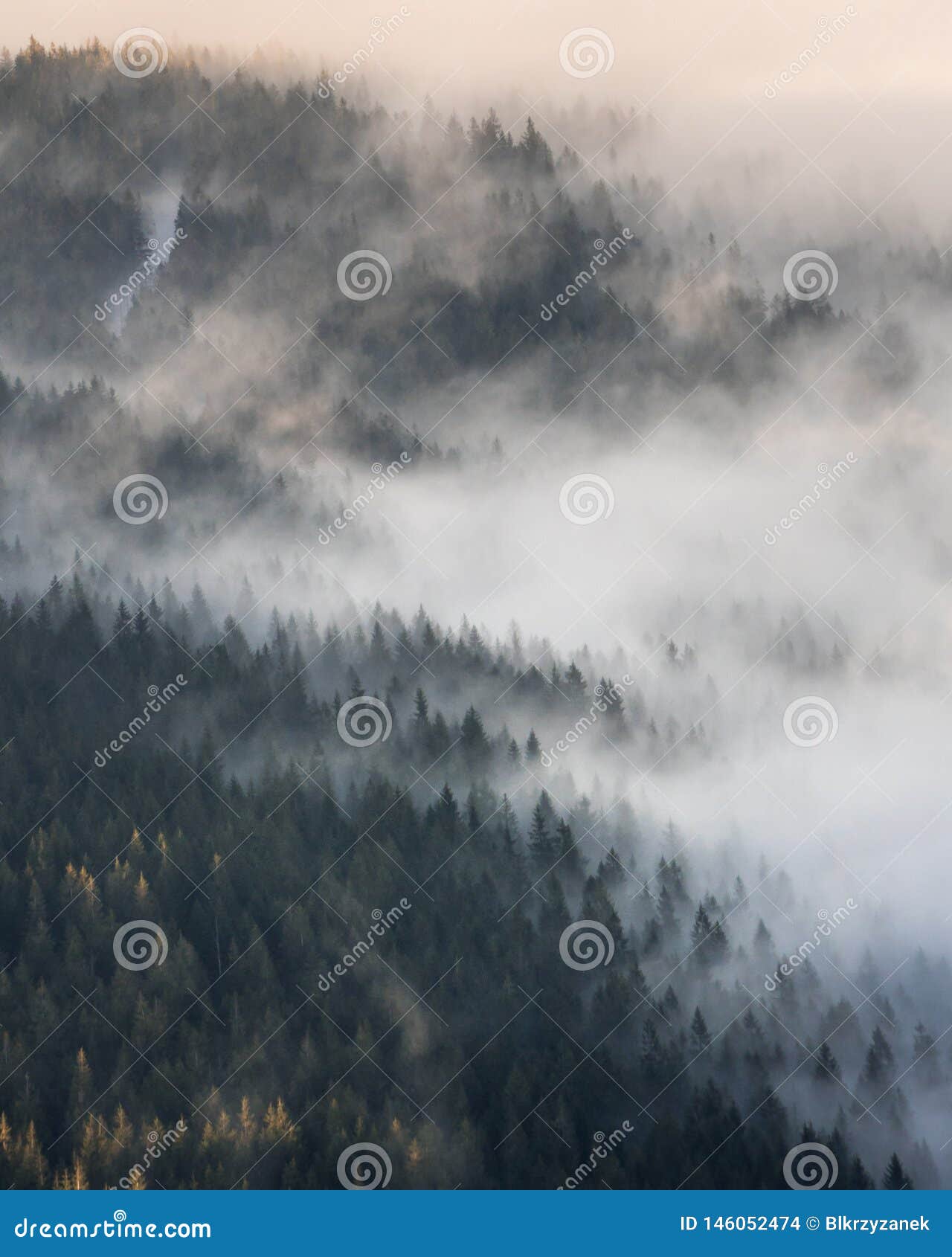Beautiful Fog in Valleys, View from Highlands Stock Photo - Image of ...