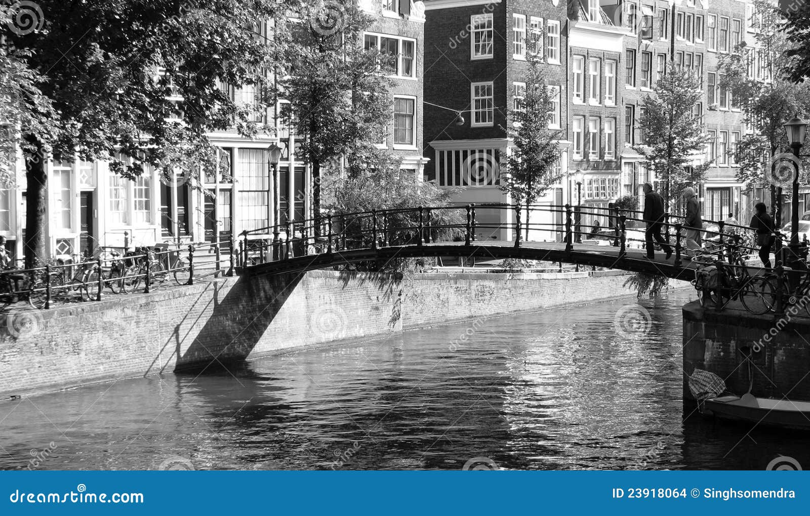 Beautiful Foot Over Bridge on a Canal, Amsterdam. Editorial Stock Image ...