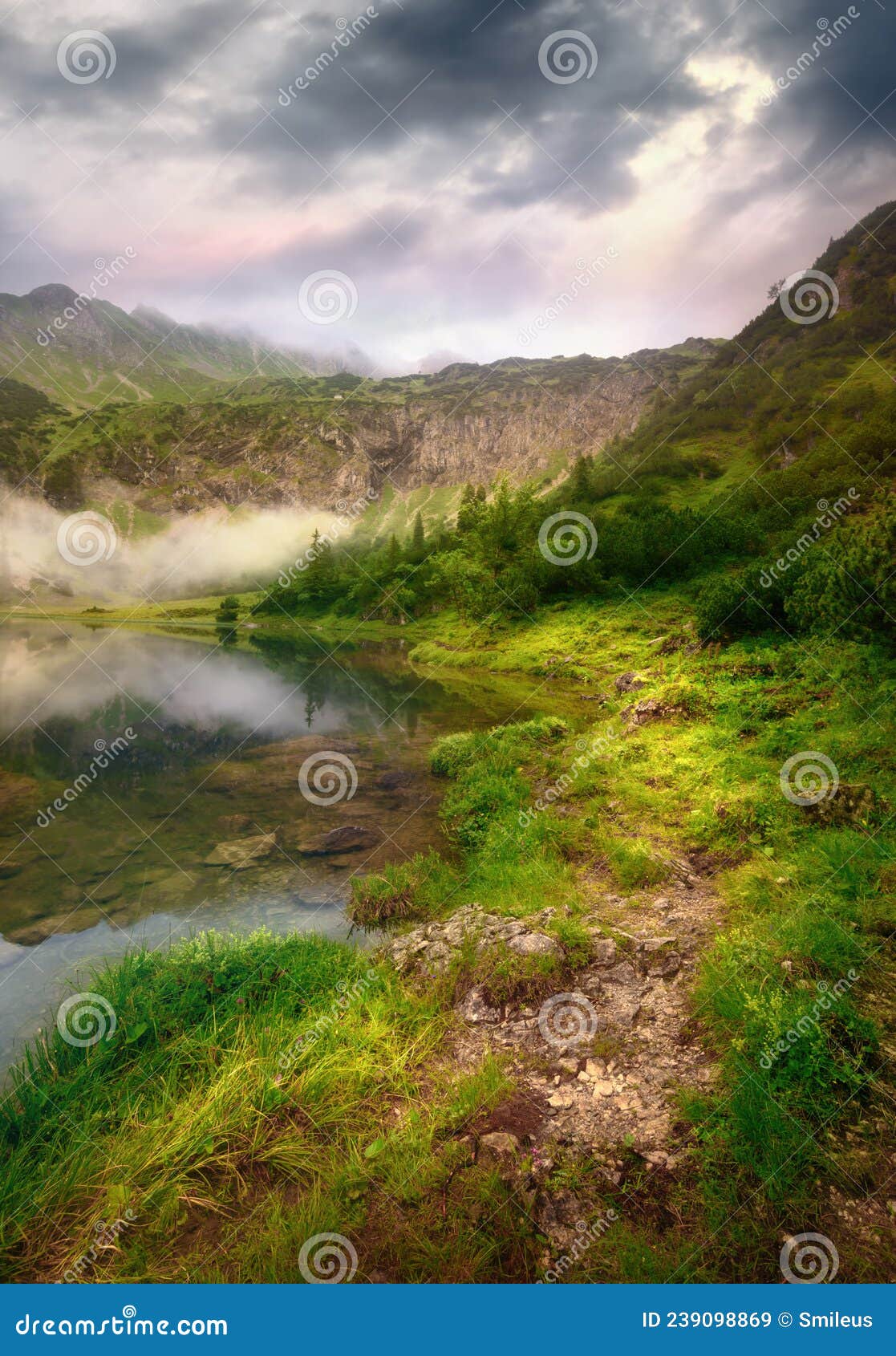 Beautiful Footpath by a Mountain Lake Stock Image - Image of lakeshore ...