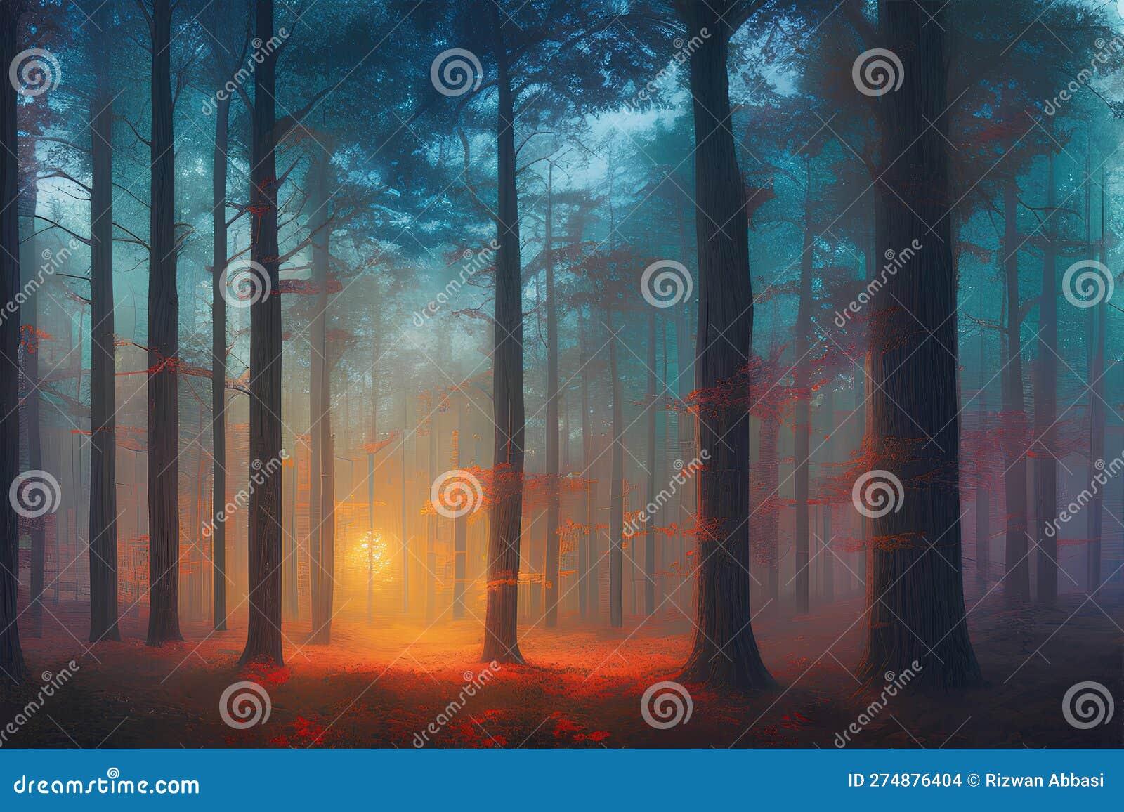 Beautiful Forest Rich Deep Colors Stock Illustration - Illustration of ...