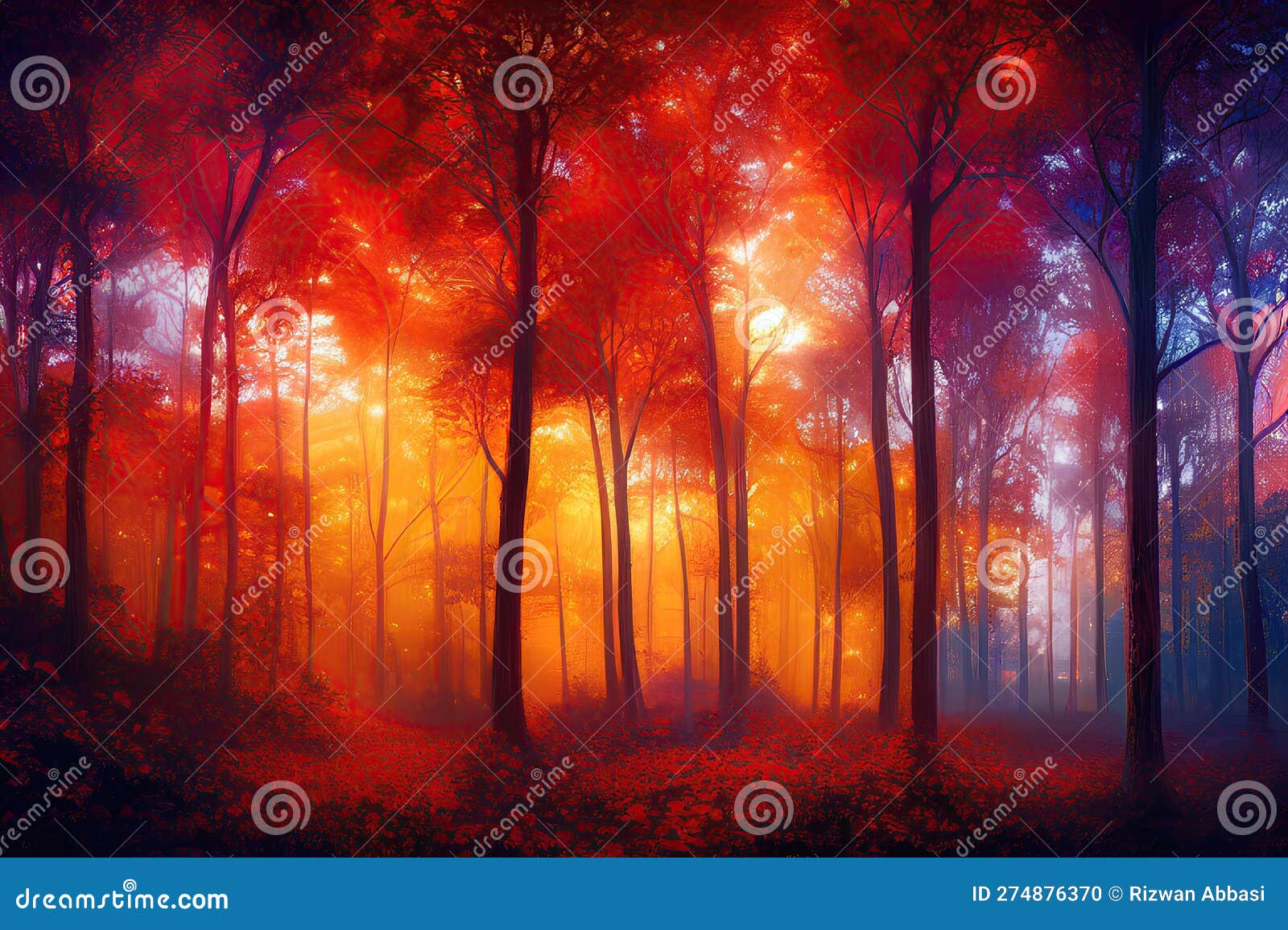 Beautiful Forest Rich Deep Colors Stock Illustration - Illustration of ...