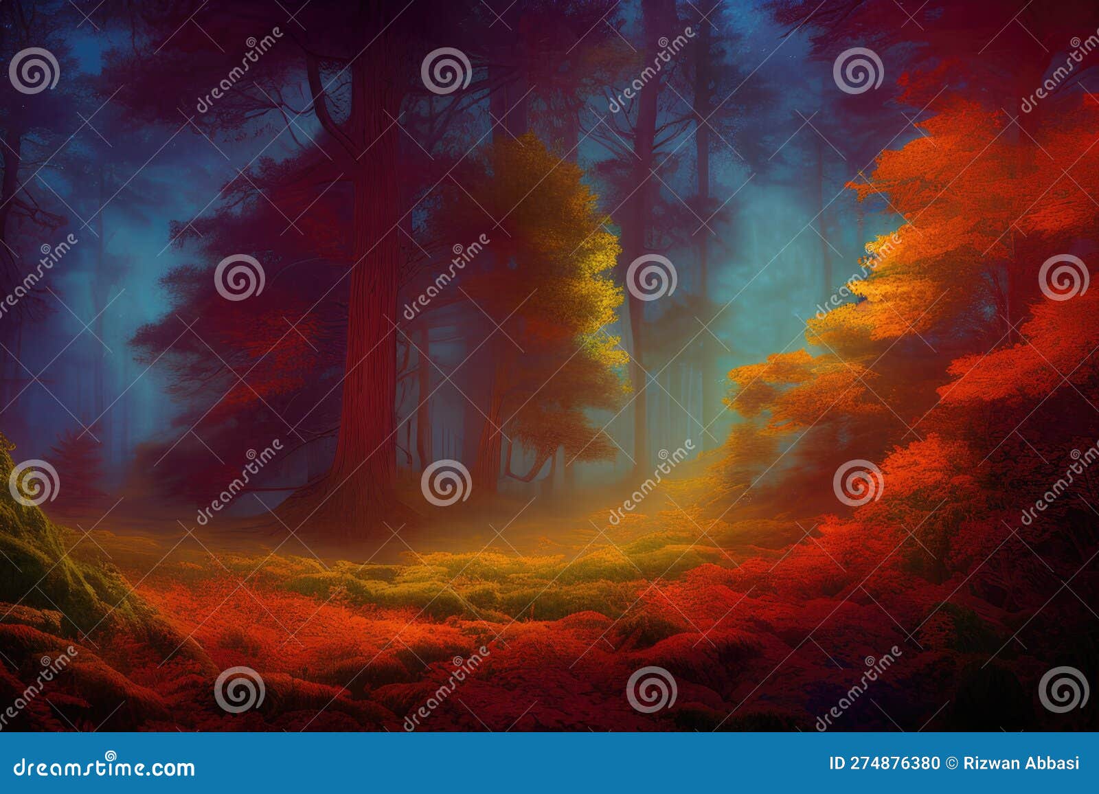 Beautiful Forest Rich Deep Colors Stock Illustration - Illustration of ...