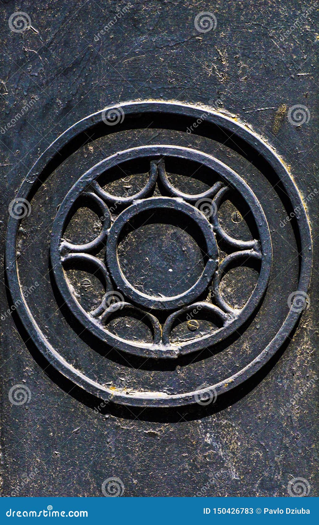 Beautiful Forged Symbol on a Lamppost Stock Image - Image of scratched ...