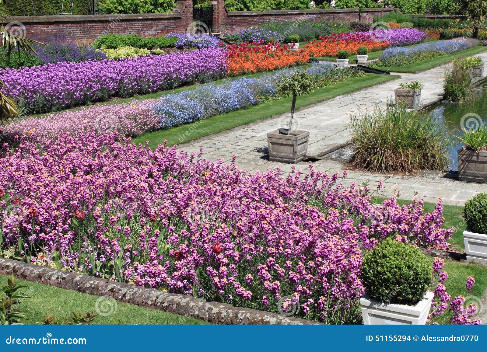 Beautiful formal garden stock photo. Image of colourful - 51155294