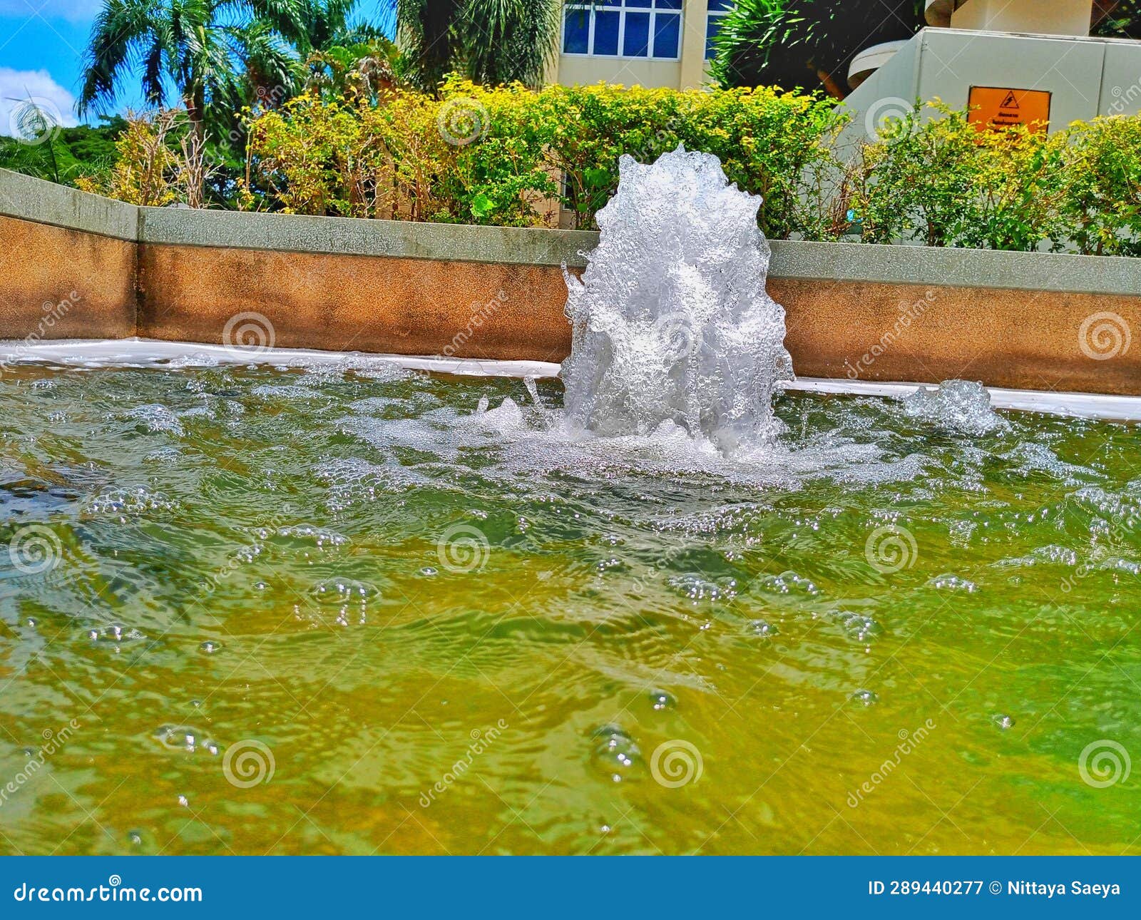 Beautiful Fountain Flow Down in the Pool Stock Image - Image of ...