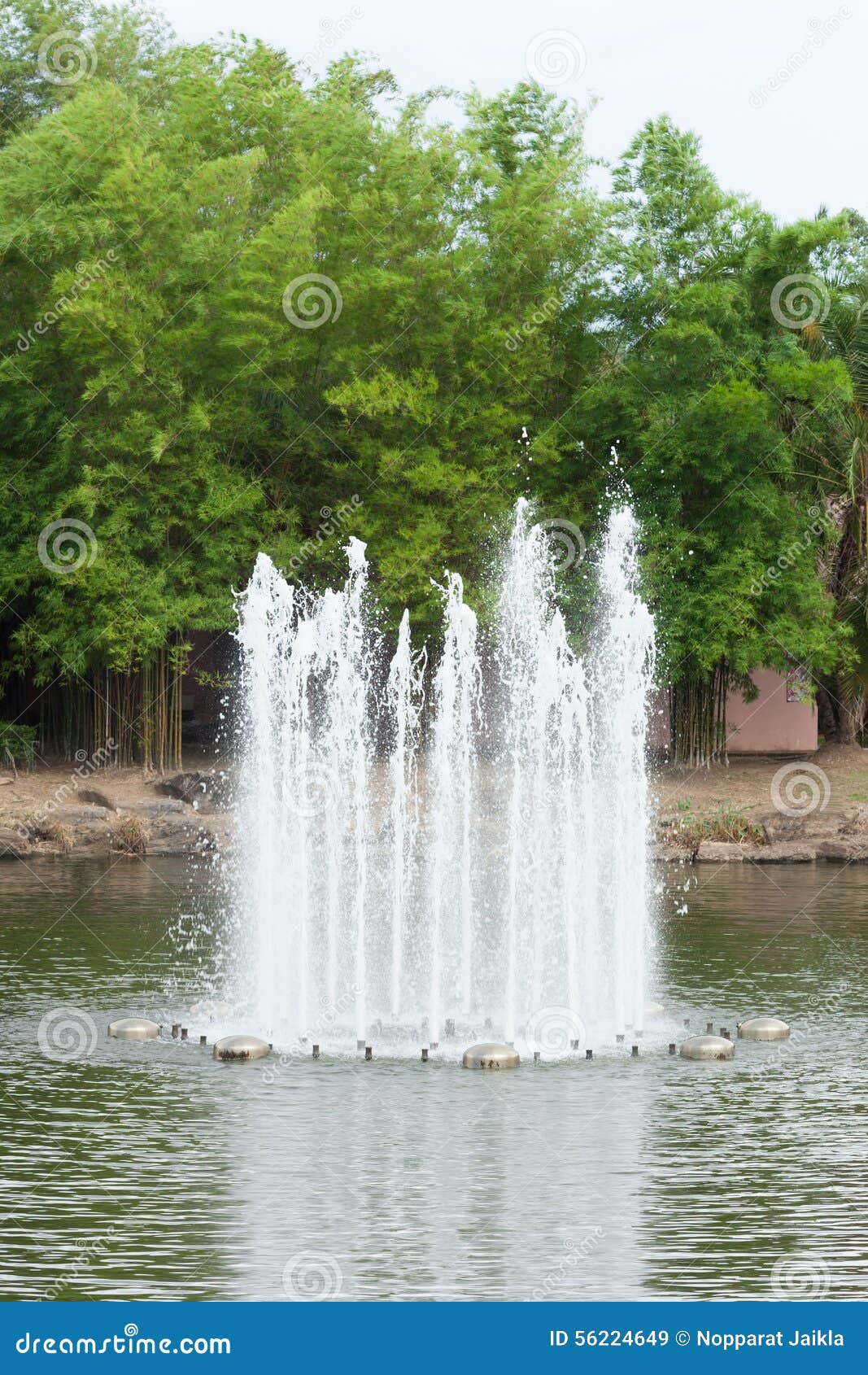 Beautiful Fountain in the Middle of the River Stock Image - Image of ...