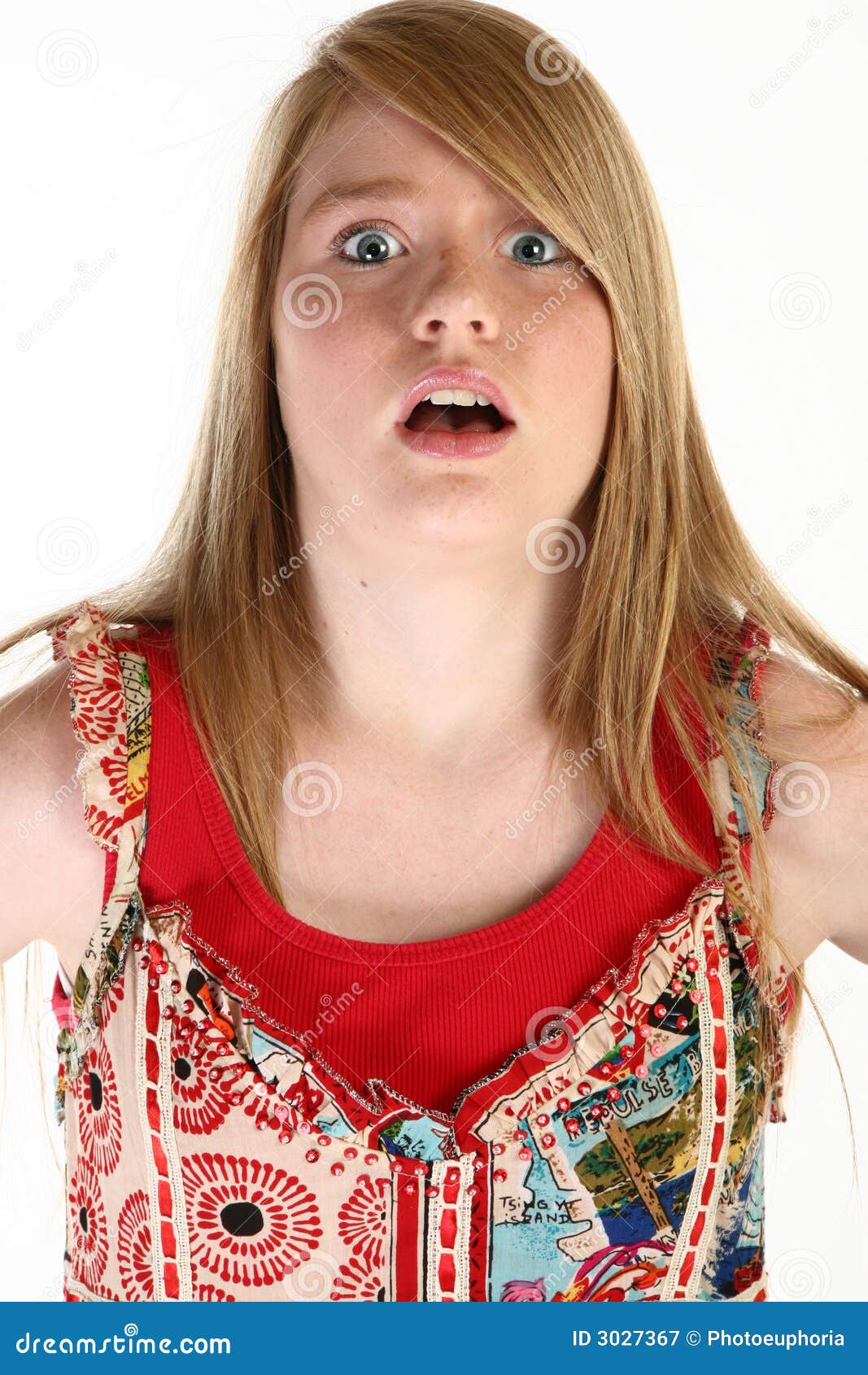 Beautiful Fourteen Year Old Gi Stock Image - Image of upset, freckles ...