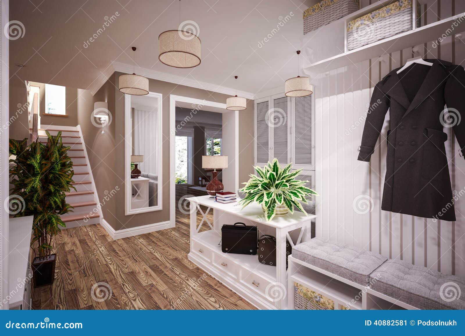 Beautiful Foyer interior stock image. Image of contemporary - 40882581