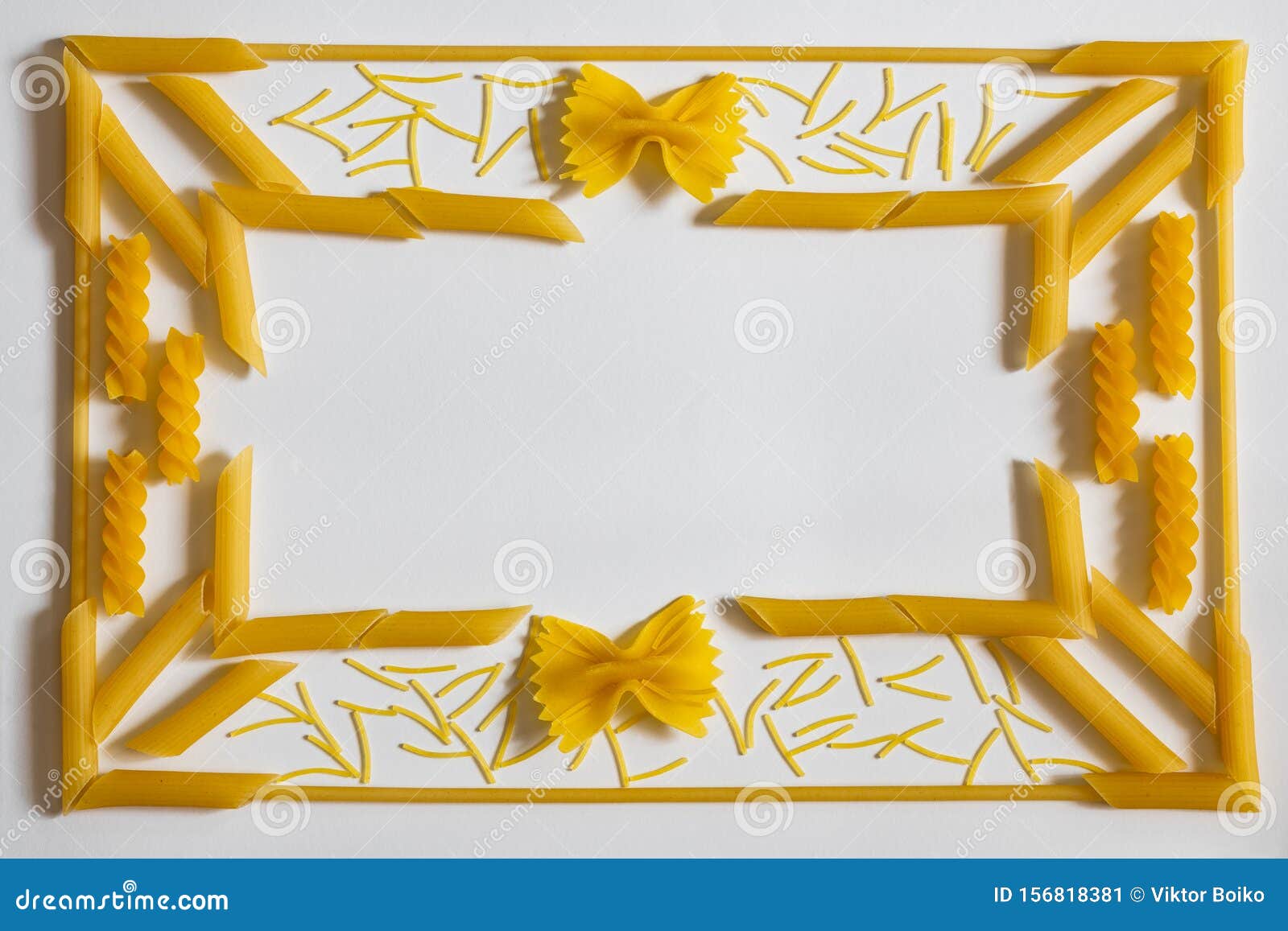 Beautiful Frame Design from Different Pasta on White Paper Stock Image ...