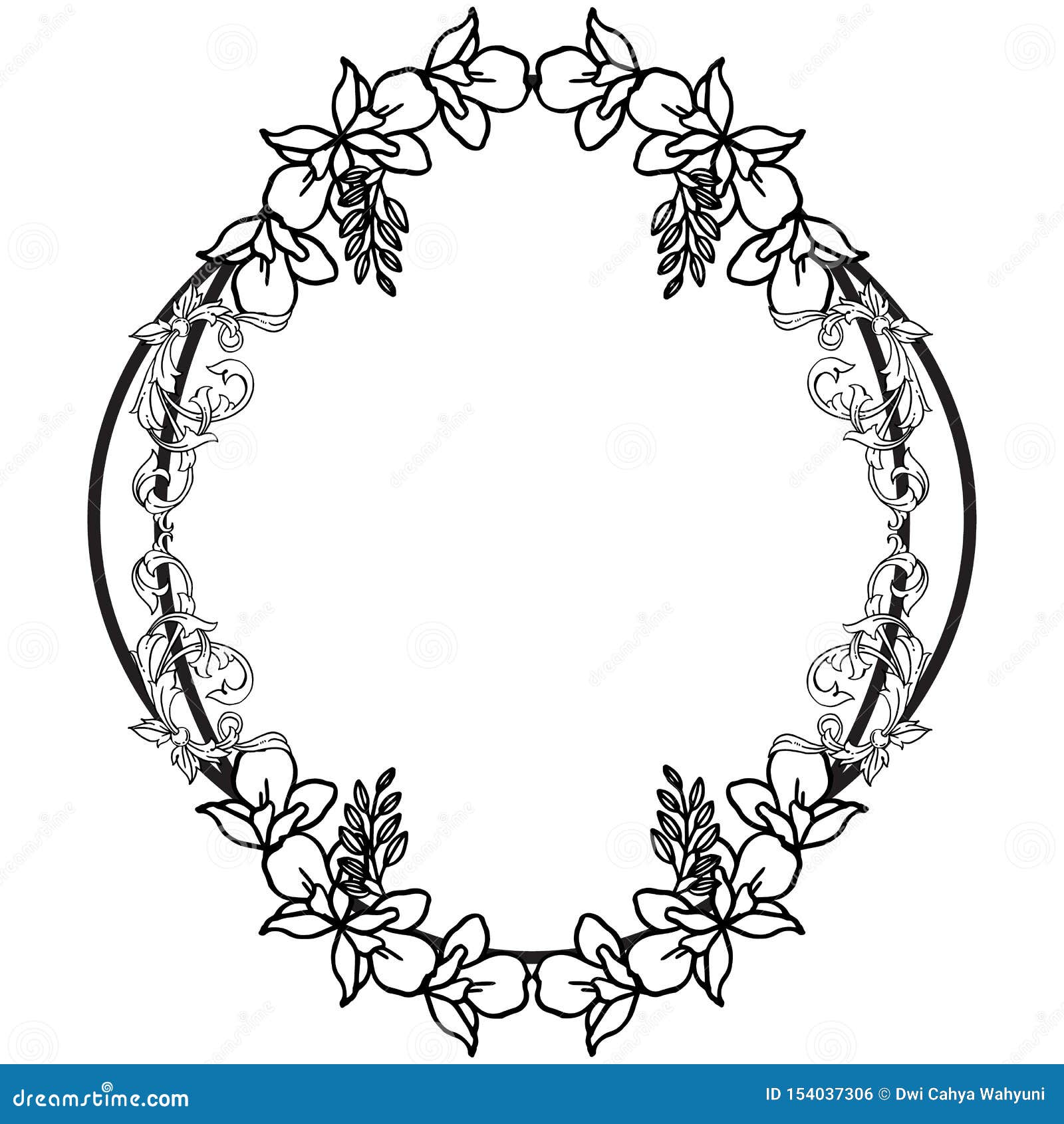 Beautiful Frame Flower Circular and Space for Text. Vector Stock Vector ...