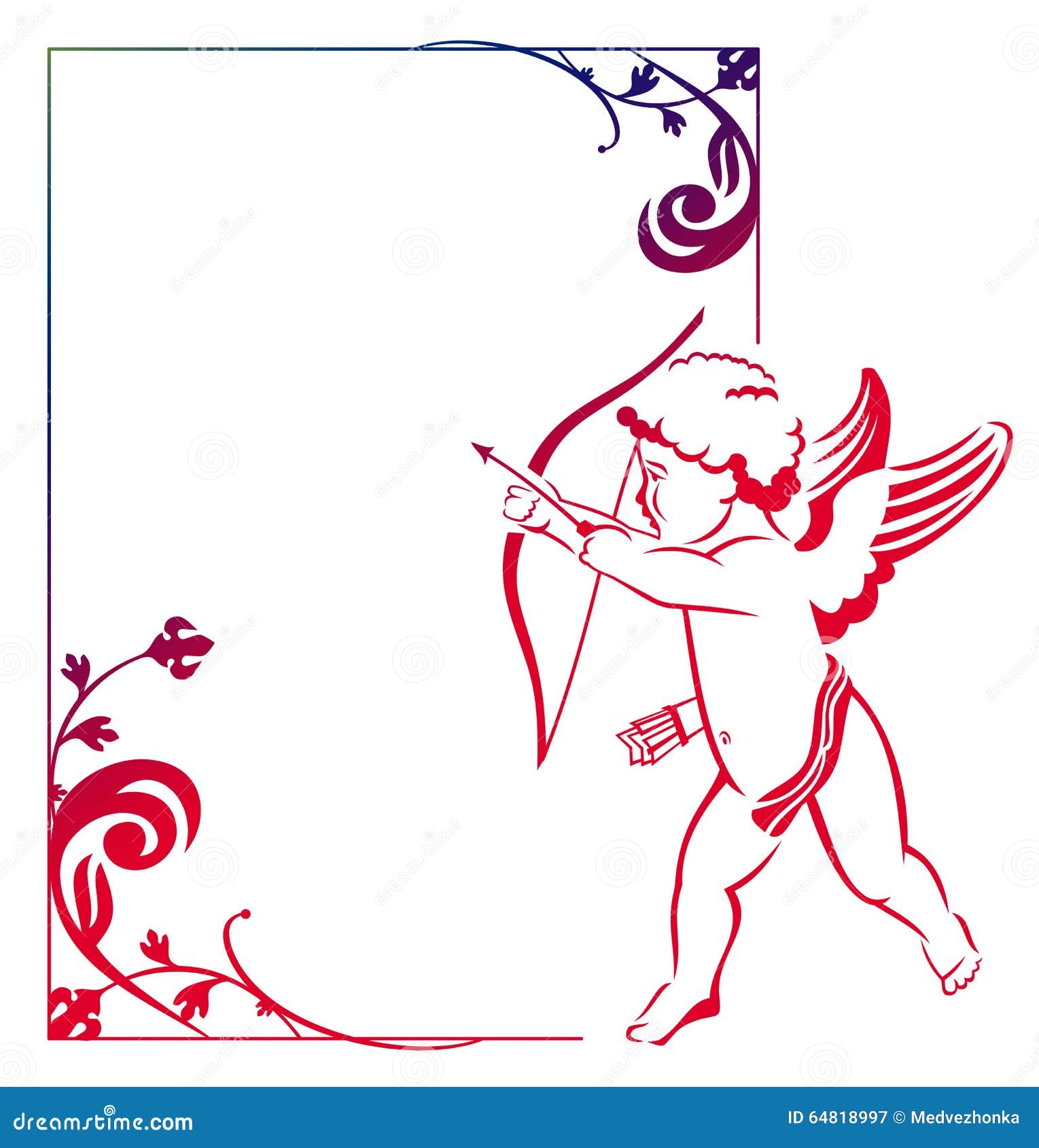 Beautiful Frame with a Flying Cupid Stock Illustration - Illustration ...
