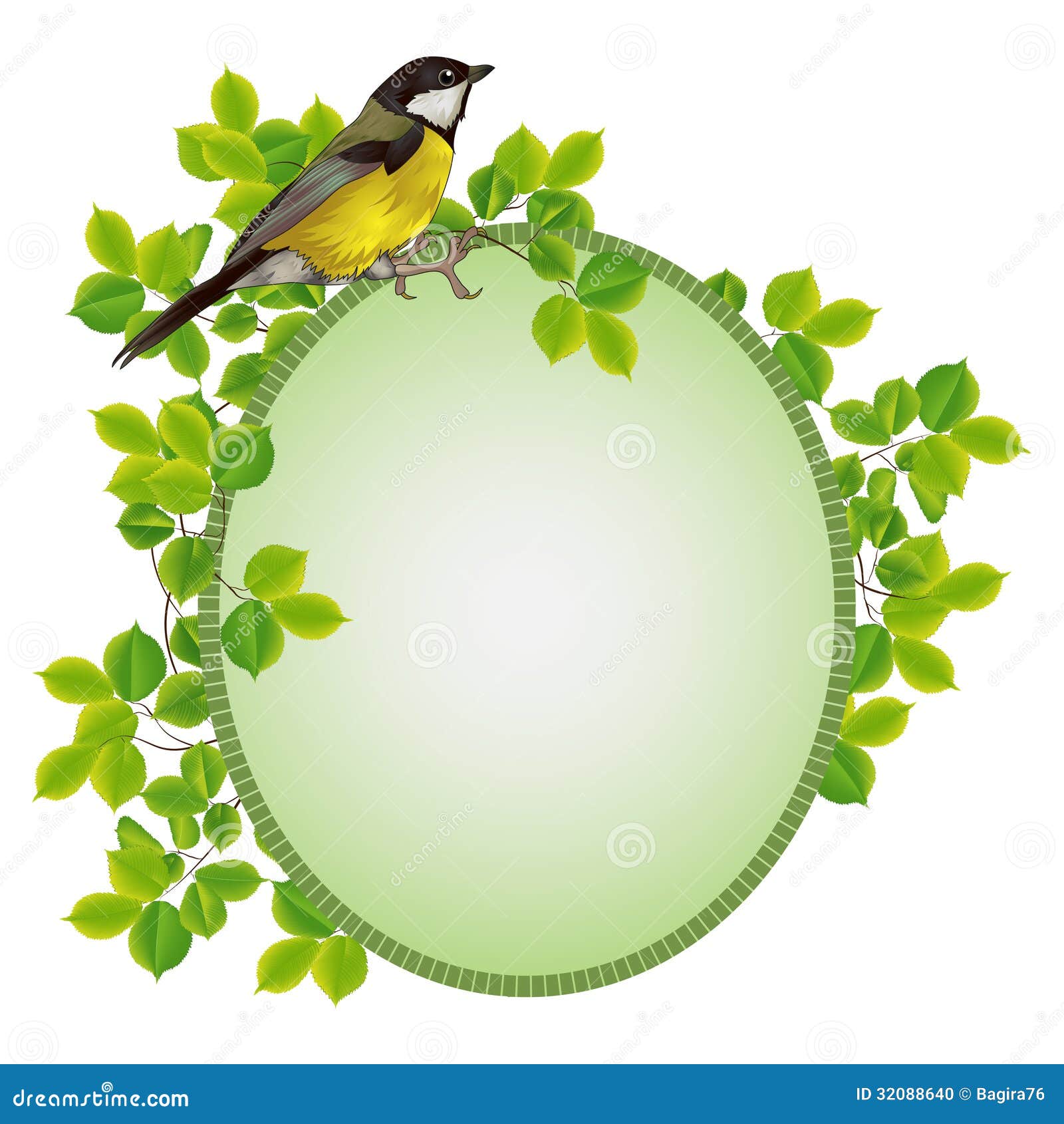 Beautiful Frame in a Frame of Foliage with a Bird Stock Vector ...