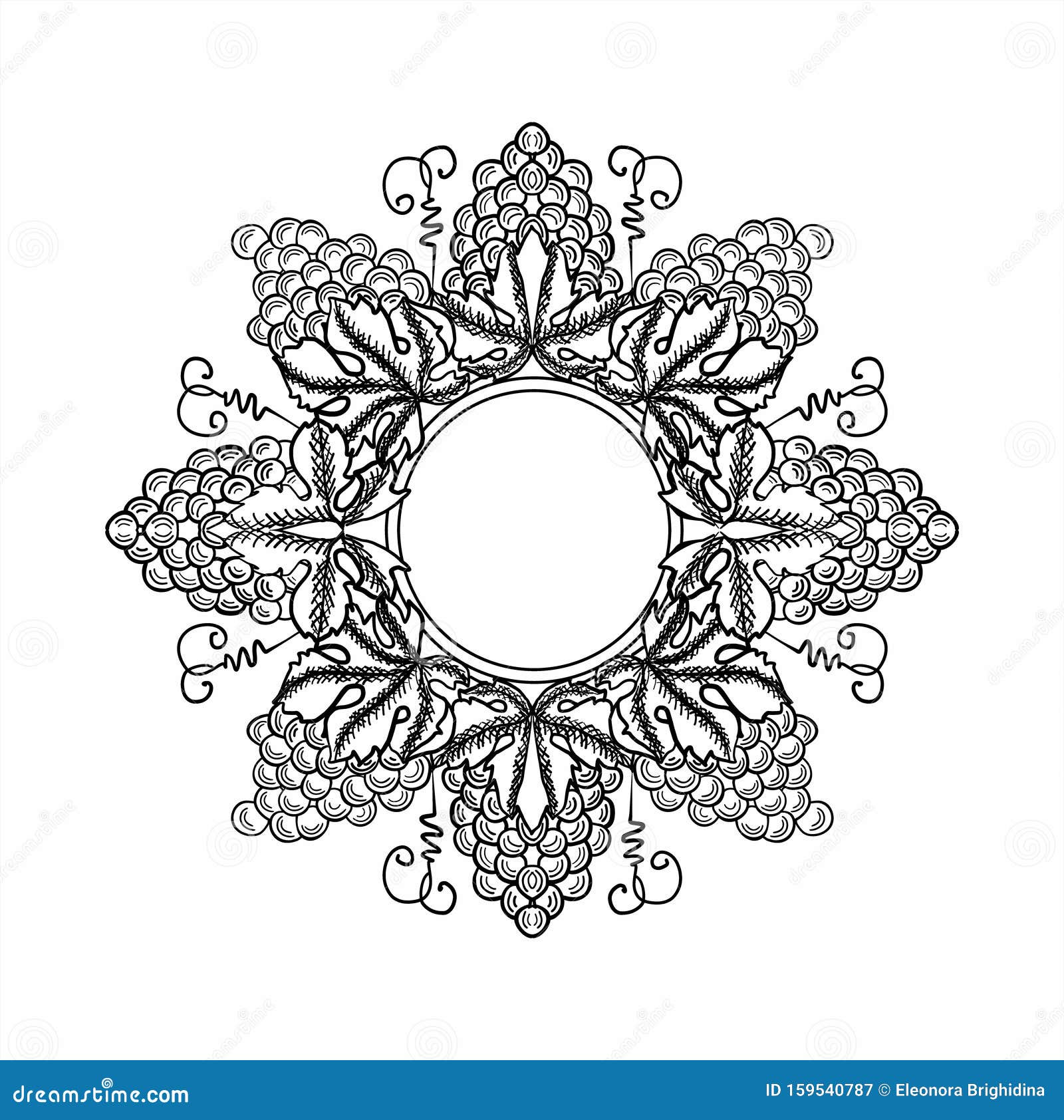 Round Frame of Grapes. Vintage Style. Vector. Stock Vector ...