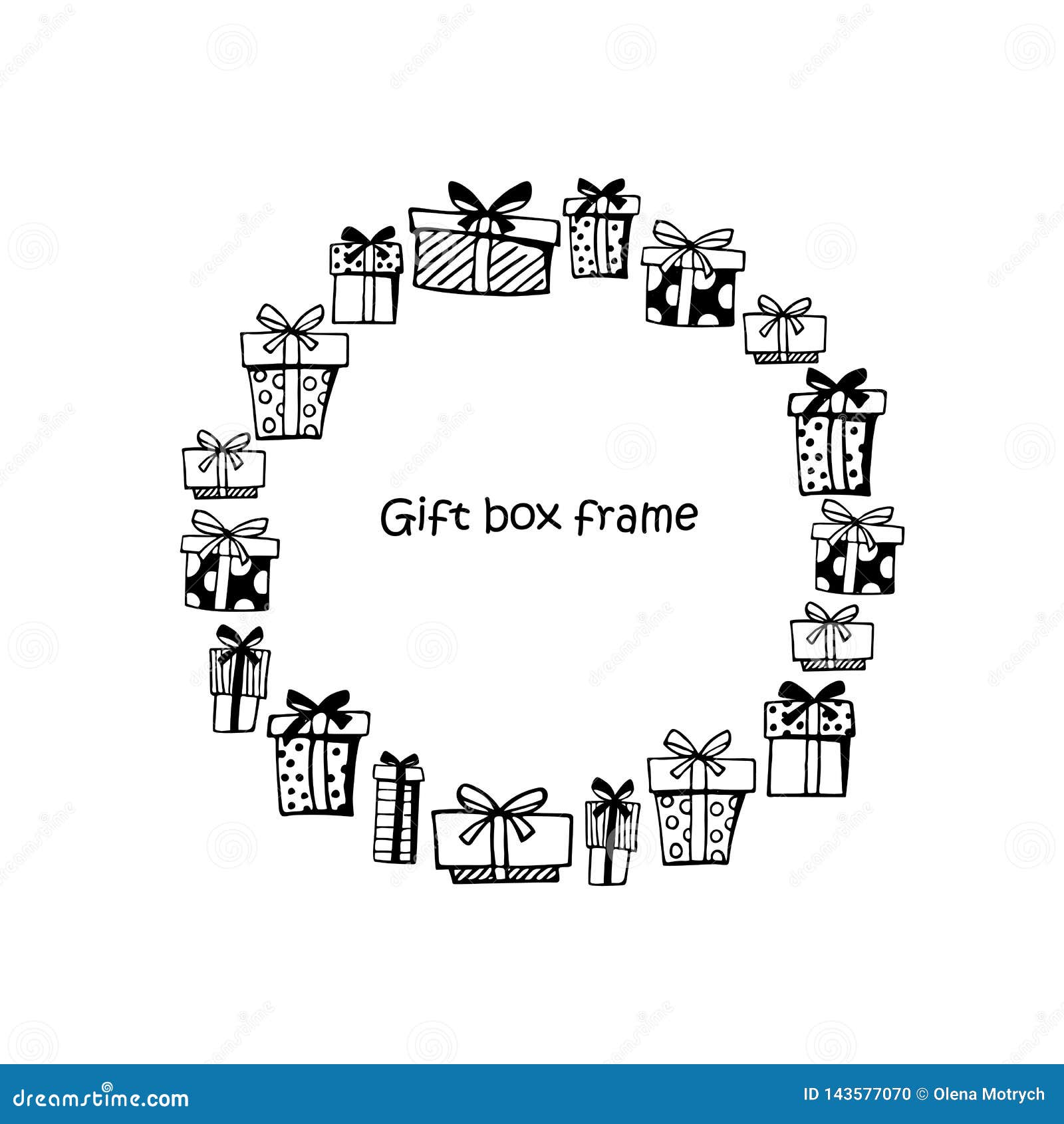 Beautiful Frame with Graphic Black Gift Boxes on White Background ...