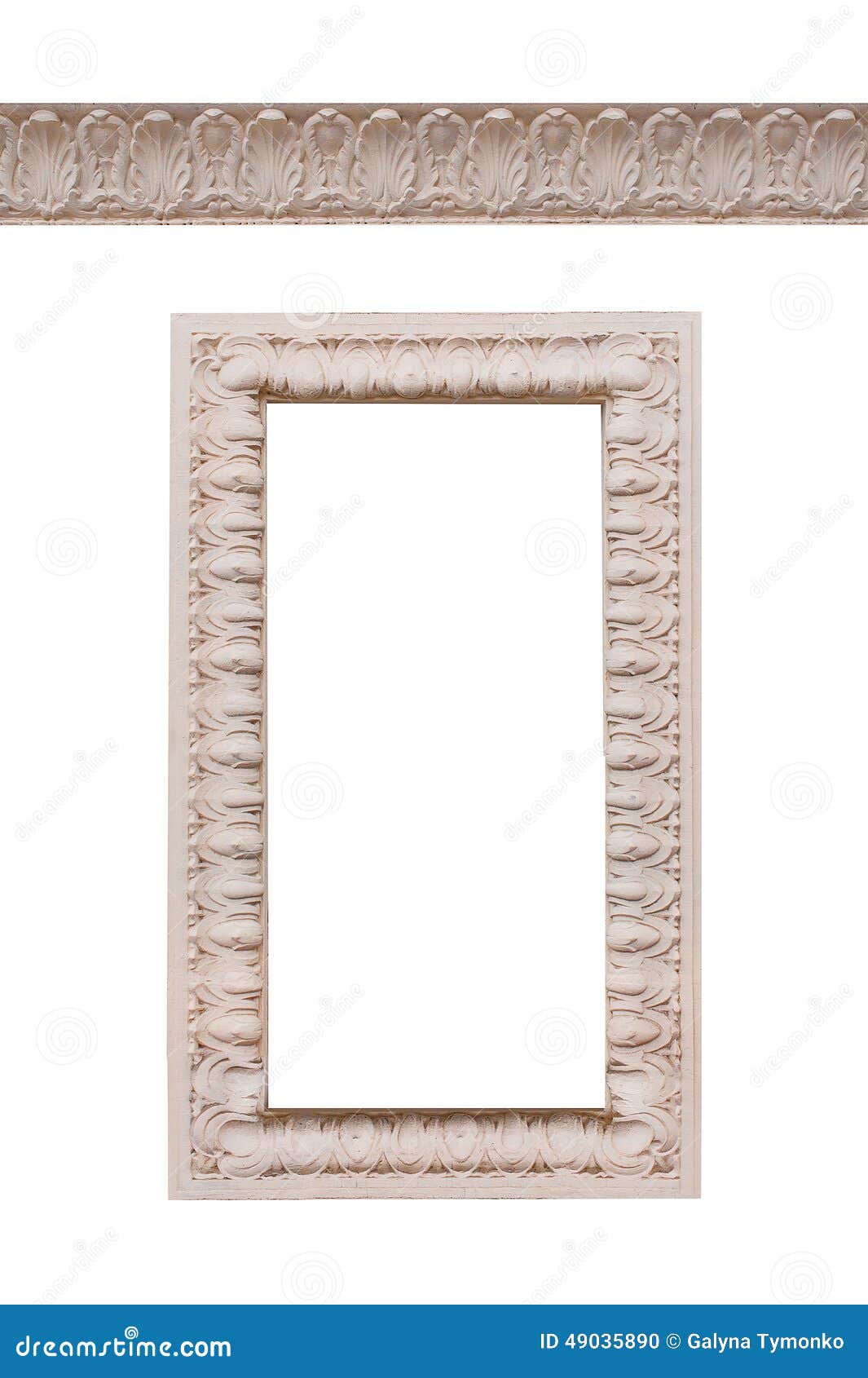Beautiful Frame and Ornament Bas-relief on a White Background Stock ...