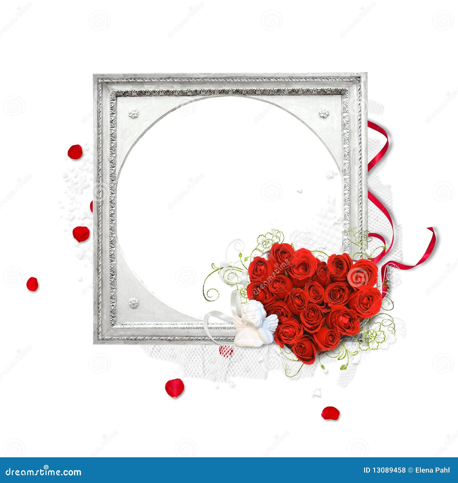 Beautiful Frame with Roses and Angel Stock Illustration - Illustration ...